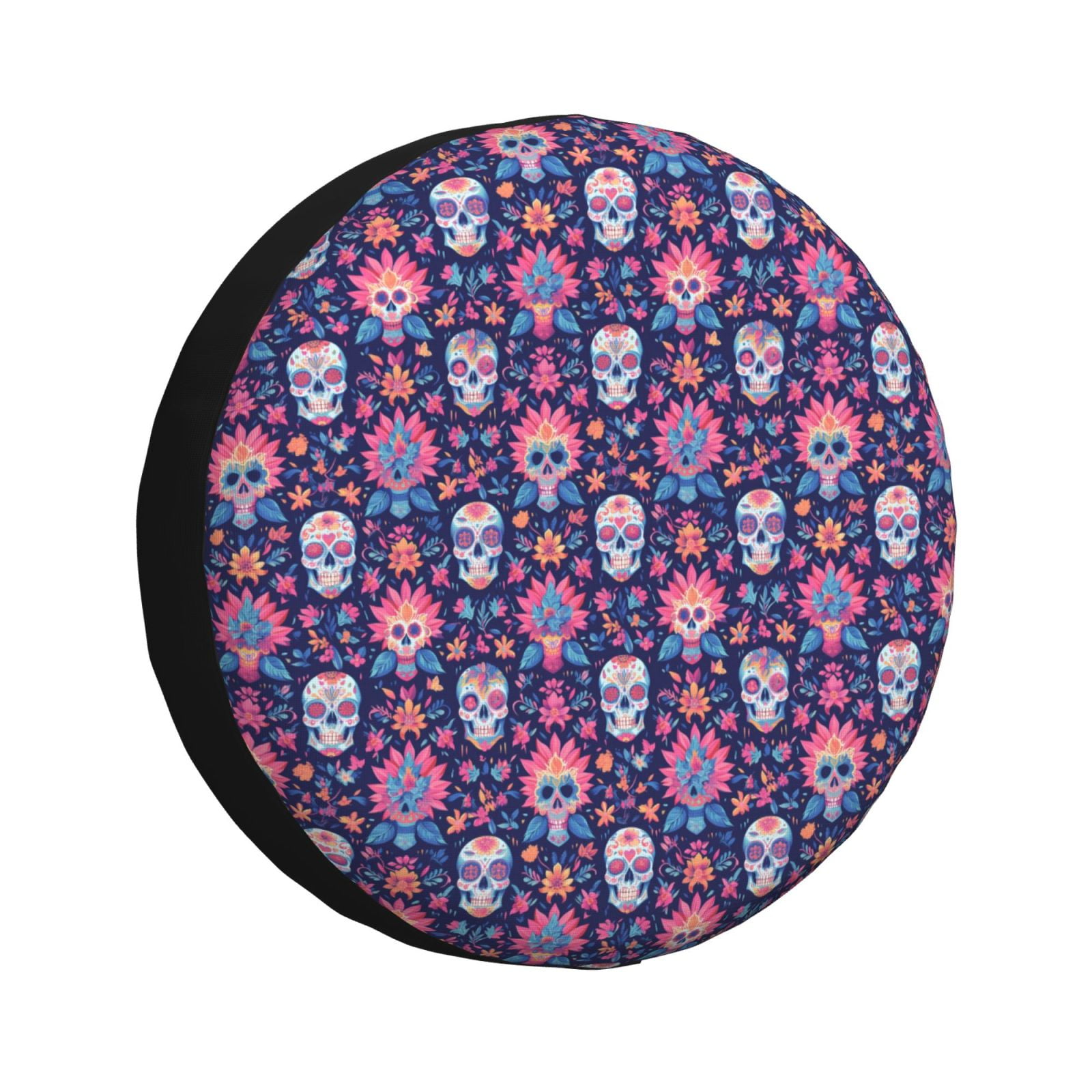 Luyuia leaf flower Skull colorful Print Waterproof Leather Tire Cover ...