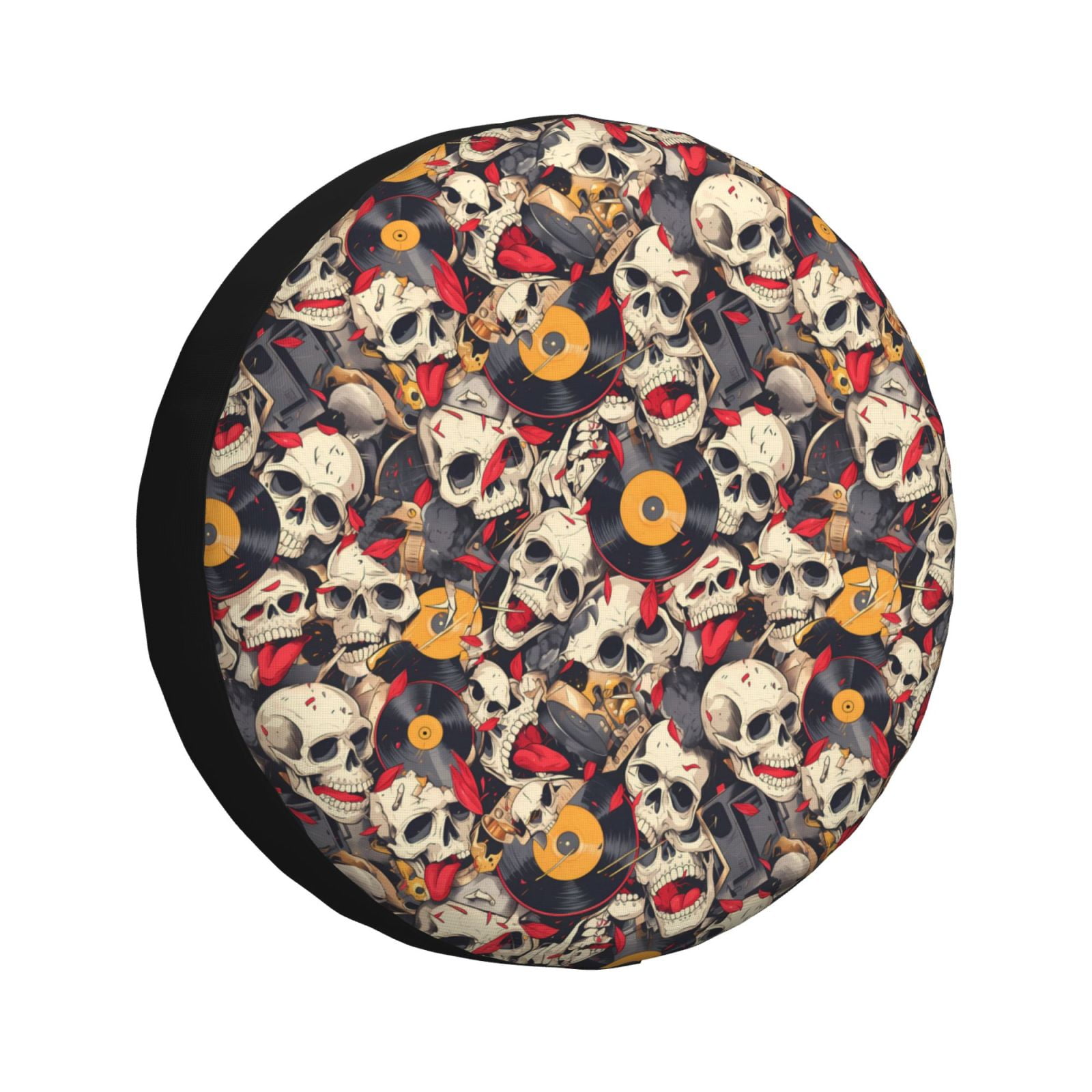 Luyuia rock Skull record artist Print Waterproof Leather Tire Cover ...