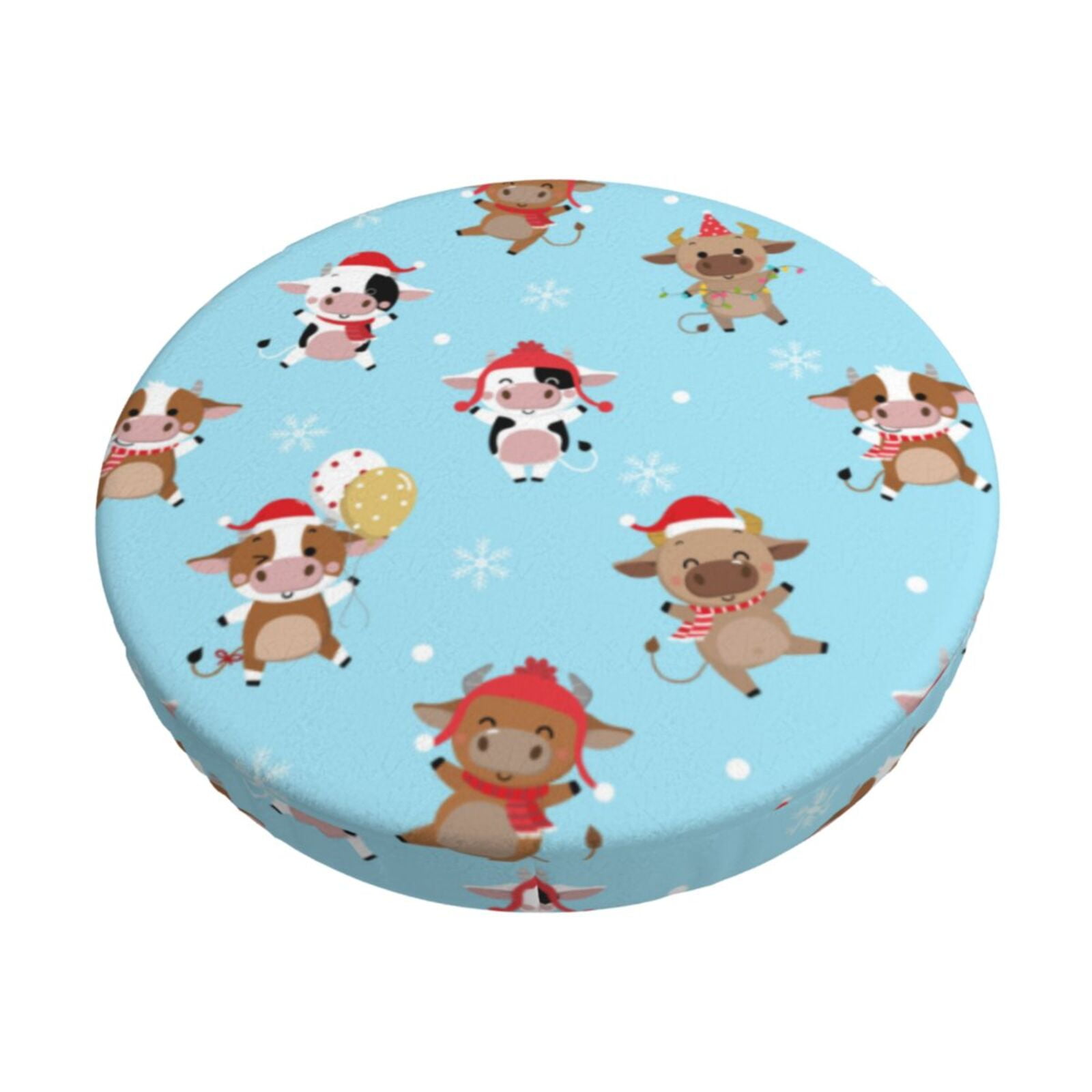 Luyuia winter cow cute Print Bar Stool Cover Cushion, Round Seat ...