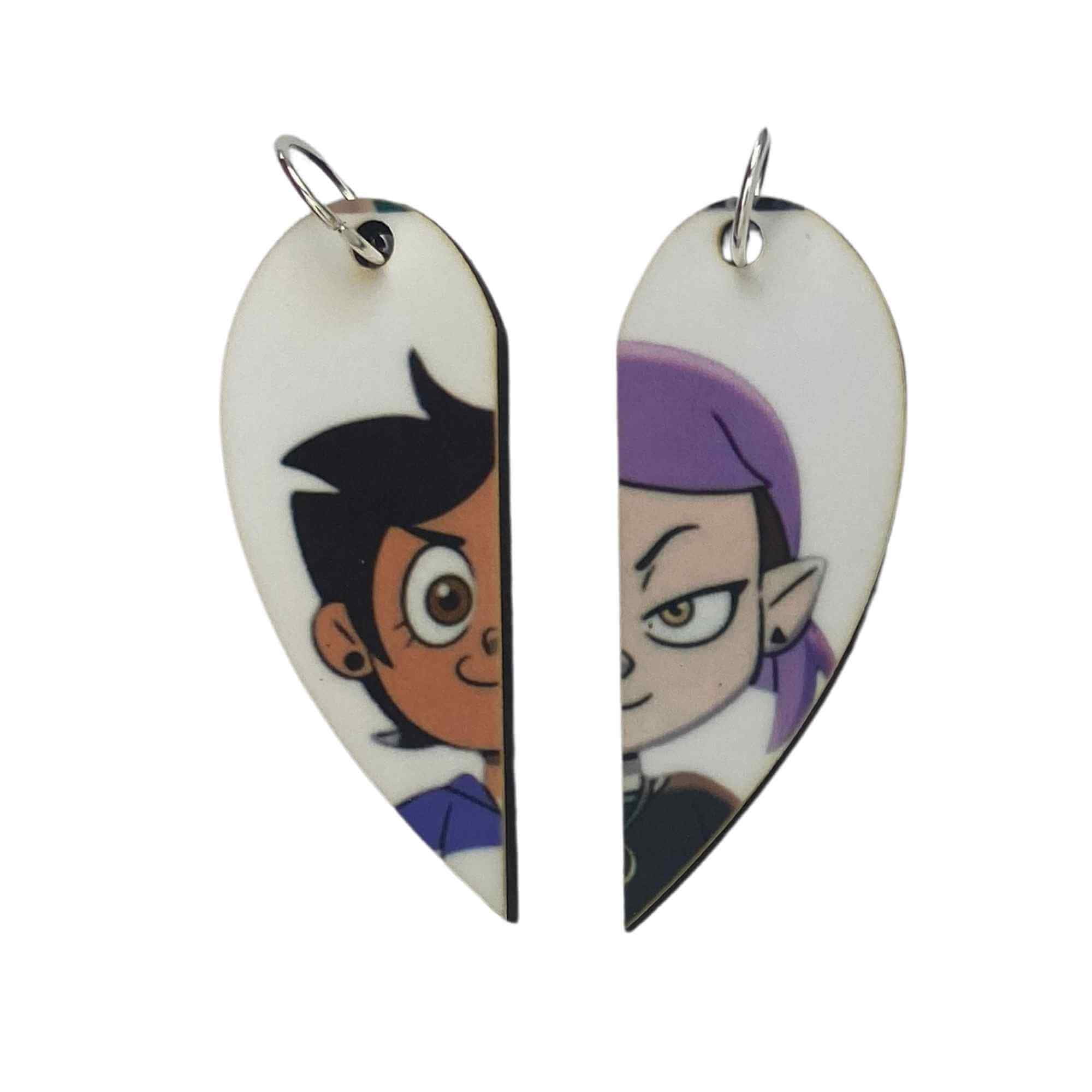 Luz & Amity Matching Heart Necklaces or Keyrings | Owl House Couple or ...