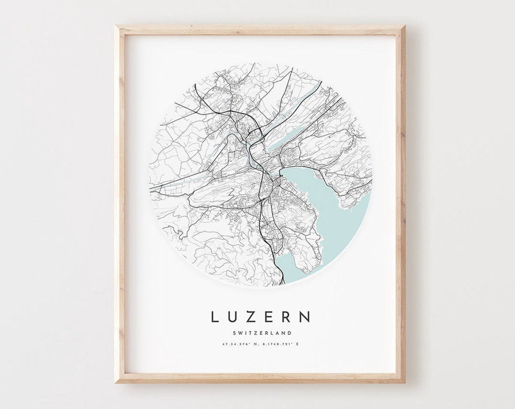 Luzern Map Print, Luzern Map Poster City Wall Art, Luzern Road Map ...