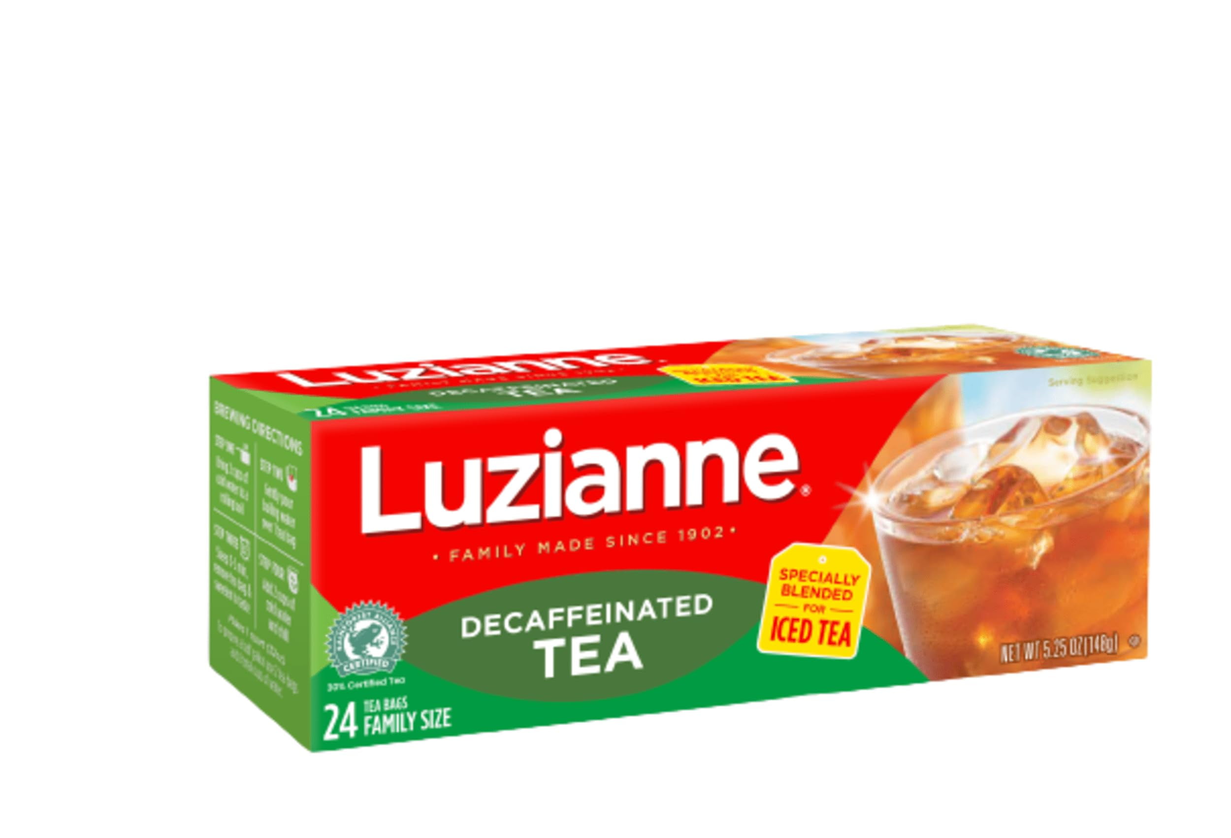 Luzianne Decaffeinated Iced Tea Bags Family Size 24 Count Black Tea ...