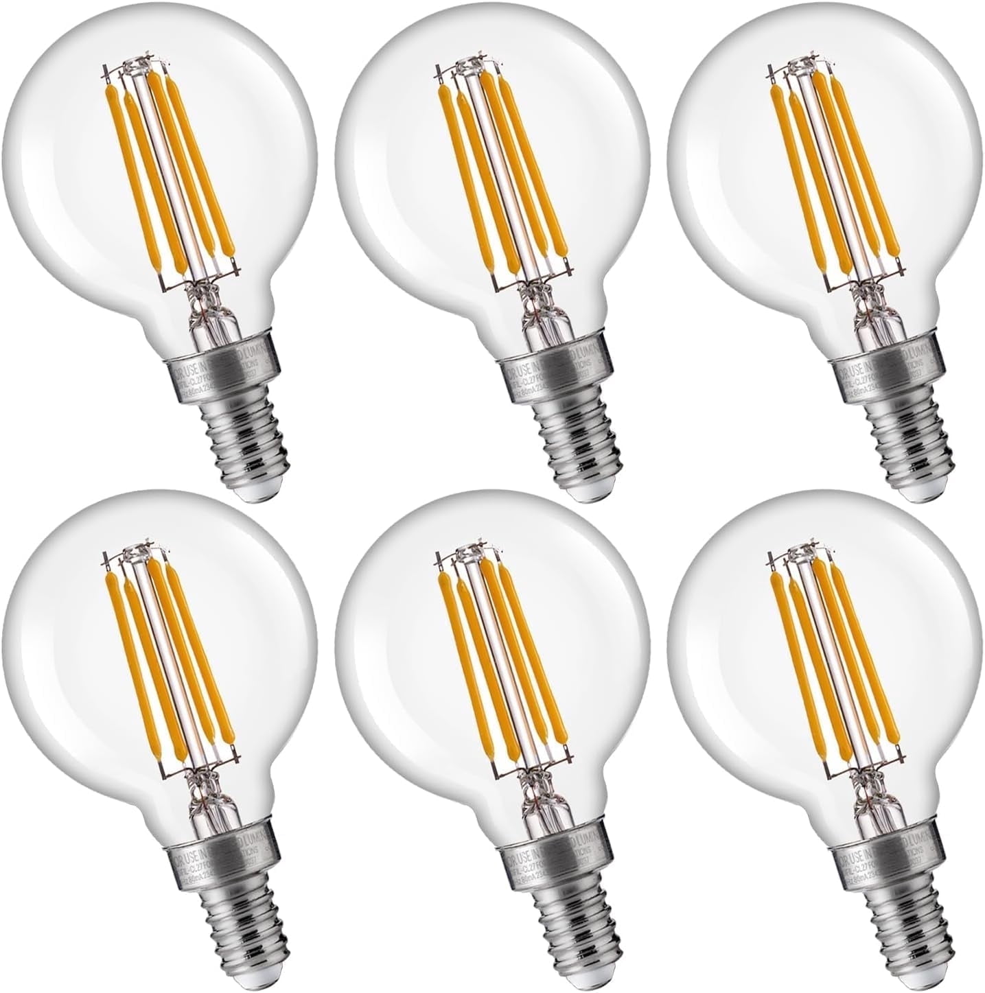 LUZIXIBO LED Candelabra Bulbs, 6 Pack, 60W Equivalent, Dimmable, 2700K ...