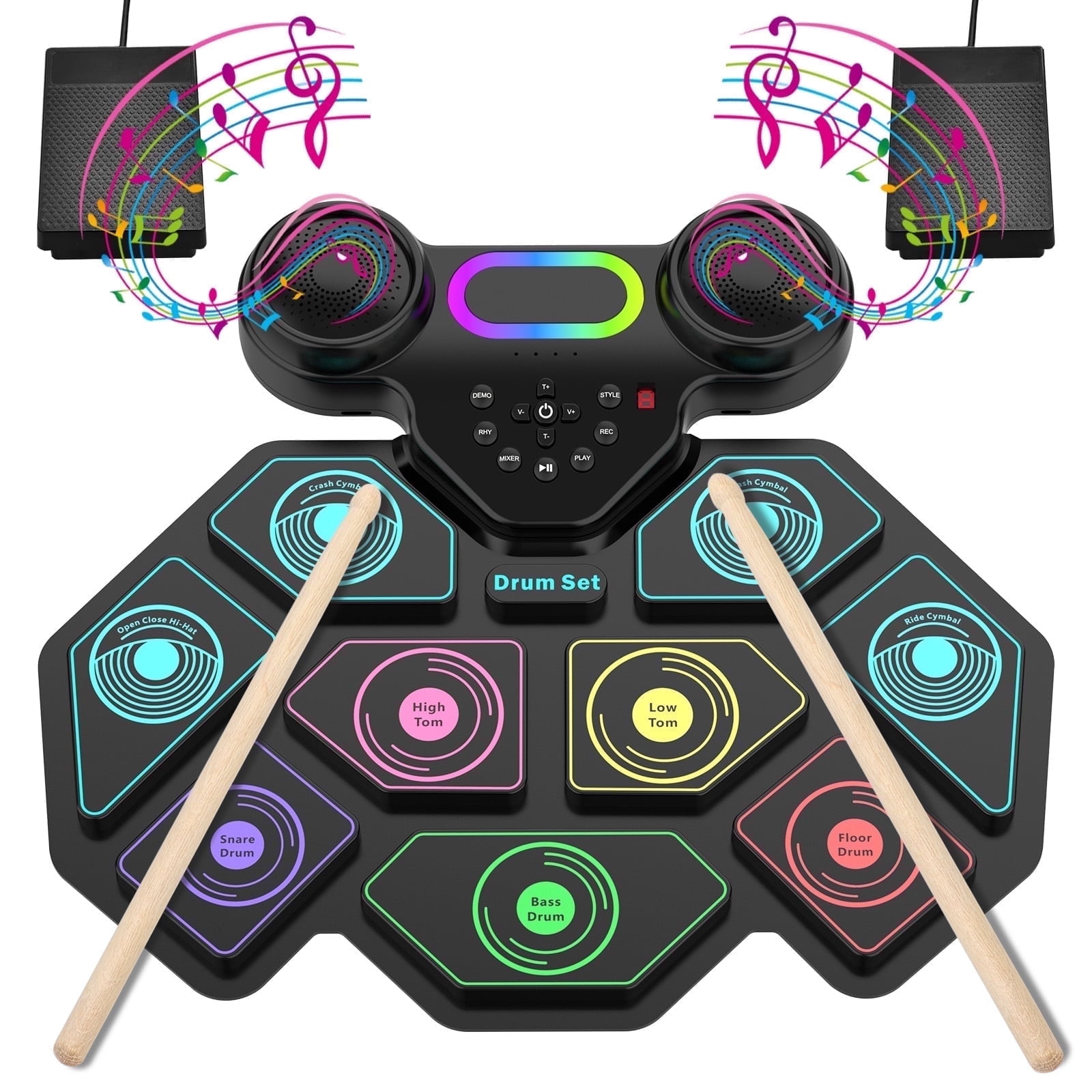 Free Shipping! Lvelia 9 Pads Portable Electronic Drum Sets Kit for Kids ...
