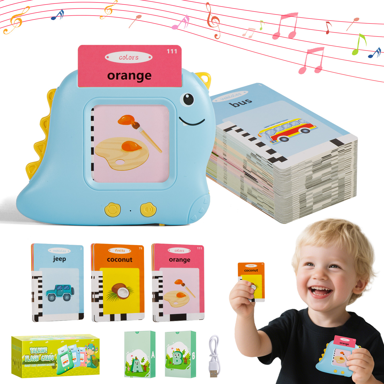 Lvelia Toddler Toys Talking Flash Cards Learning Toys for 2 3 4 5 Years ...