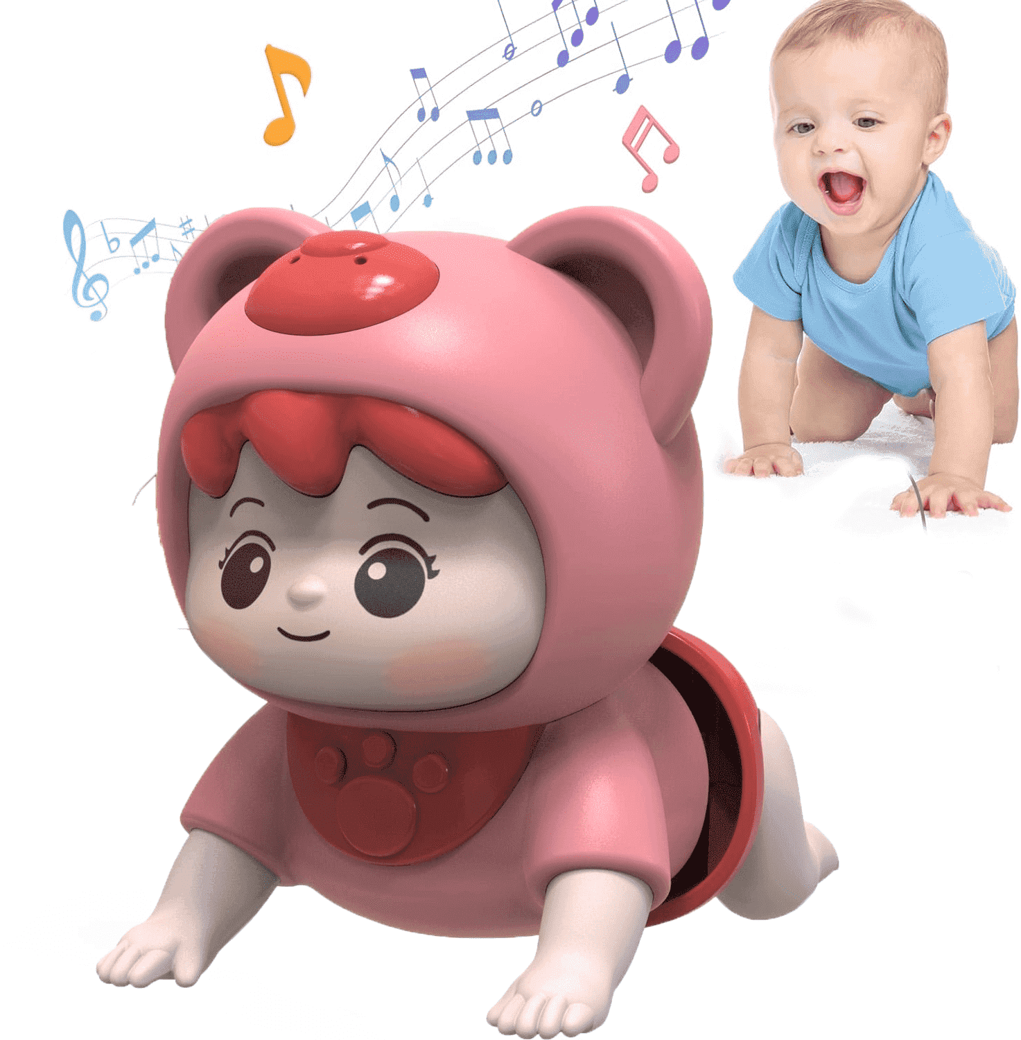 Lvelia Crawling Baby Toy, Musical Sensory Tummy Time Toy, Infant ...
