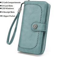 Sendefn RFID Blocking Genuine Leather Women's Wallet with Zipper Secure ...