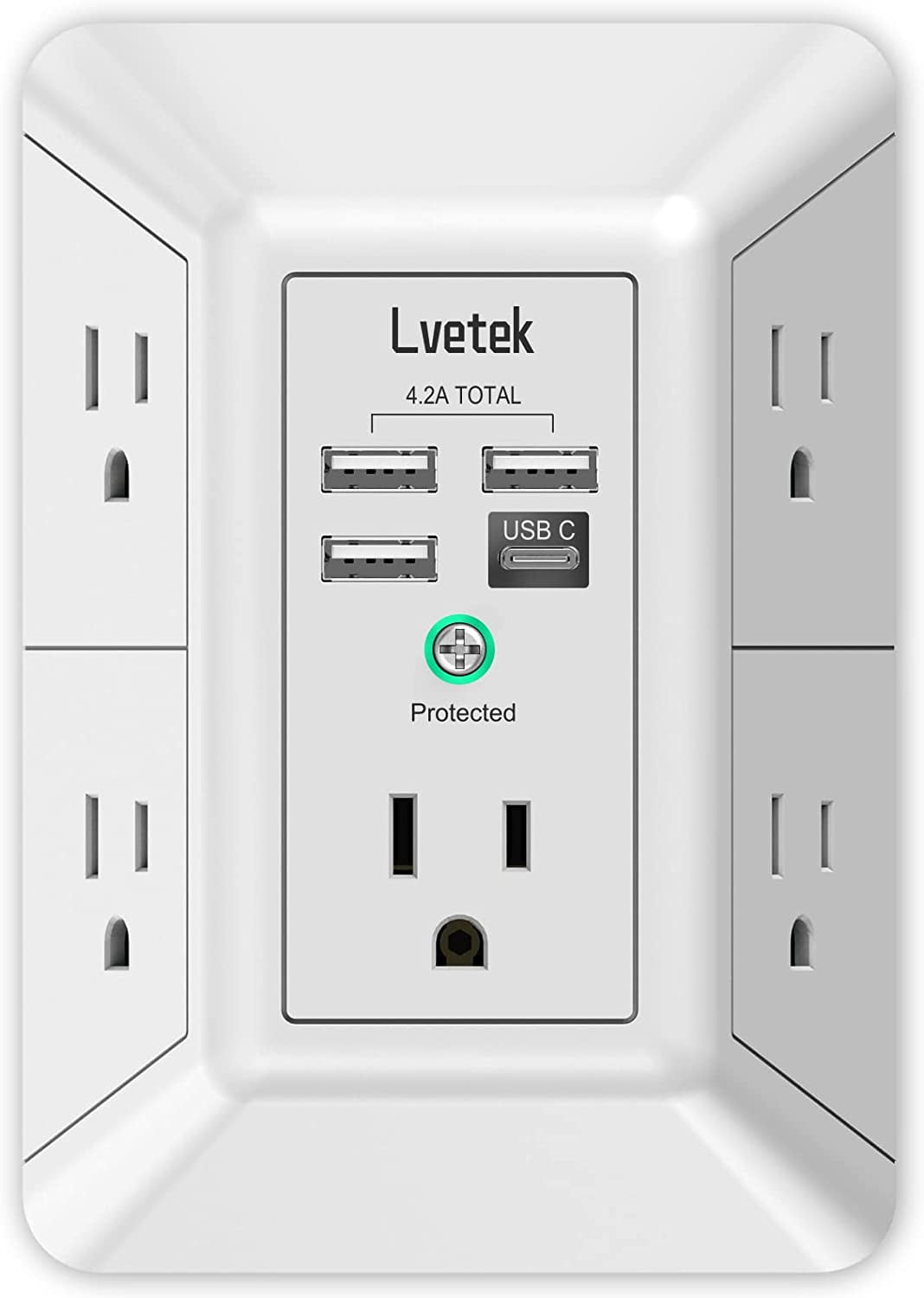 Lvetek 5-Outlet 4 USB Port 1680J Surge Protector - Walmart Business ...