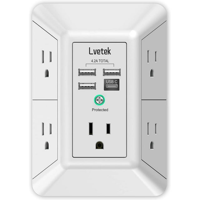 Lvetek 5-Outlet 4 USB Port 1680J Surge Protector - Walmart Business ...