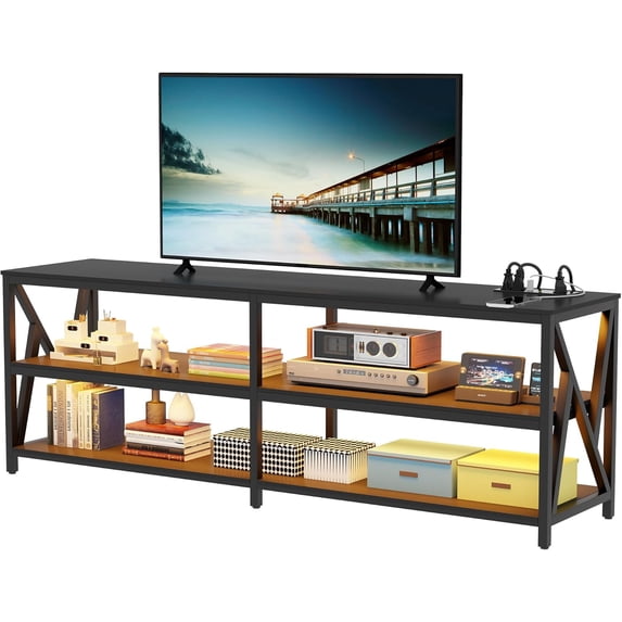 Lvifur LED TV Stand for 65 70 75 inch TV, Auto Sensor Entertainment ...