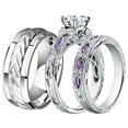 Lvrong Couple Rings His Her Wedding Ring Sets Matching Rings White Gold ...