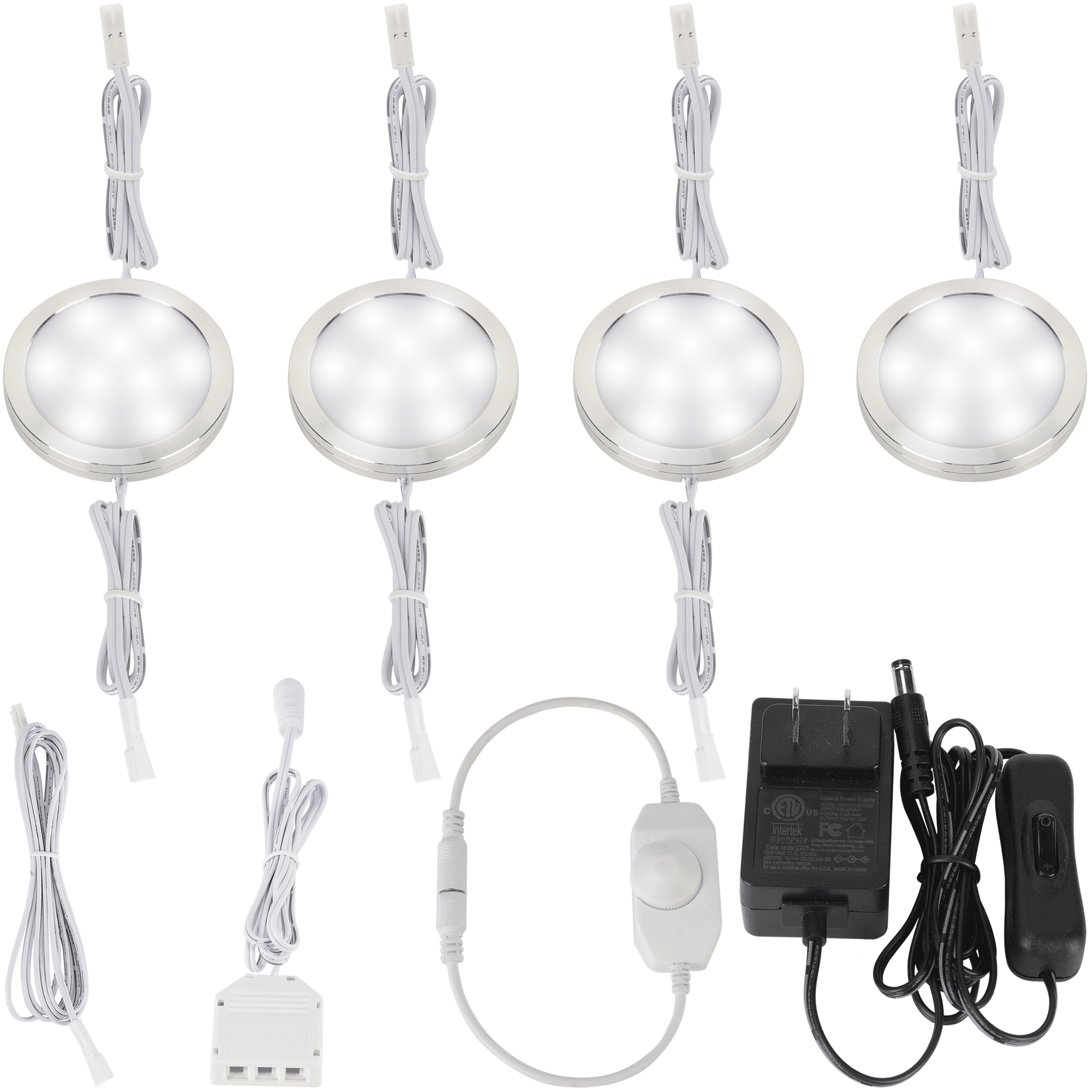Lvyinyin LED Puck Lights, 4-light-kit, Under Cabinet, Rotary Dimmer ...