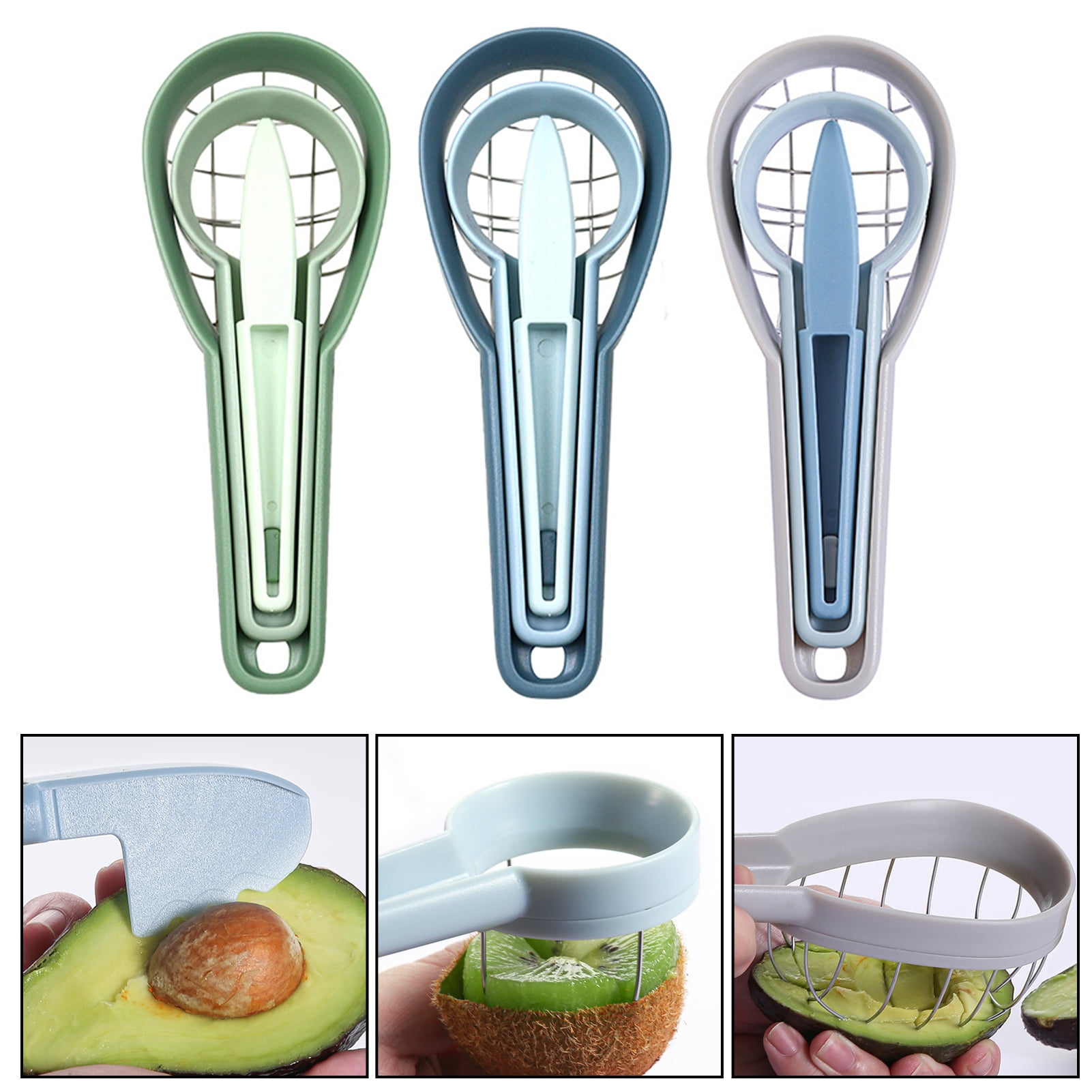 Lweong Avocado 3-in-1 Slicer Set Kiwi Cutter Slicer Fruit Peeler Pitter ...