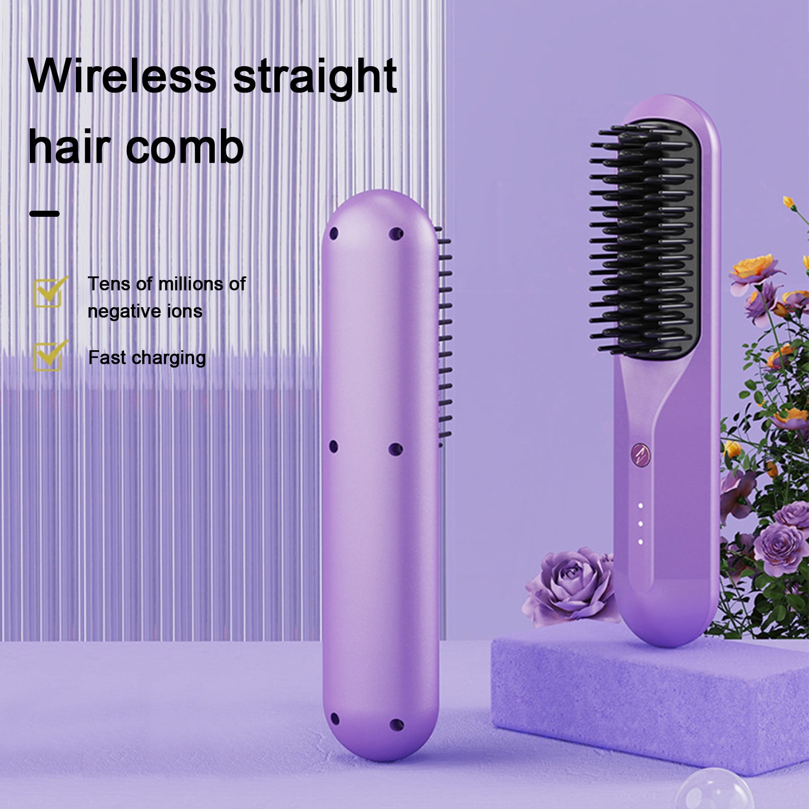 Lweong Portable Heated Hair Comb with 3 Temperature Adjustable Quick ...
