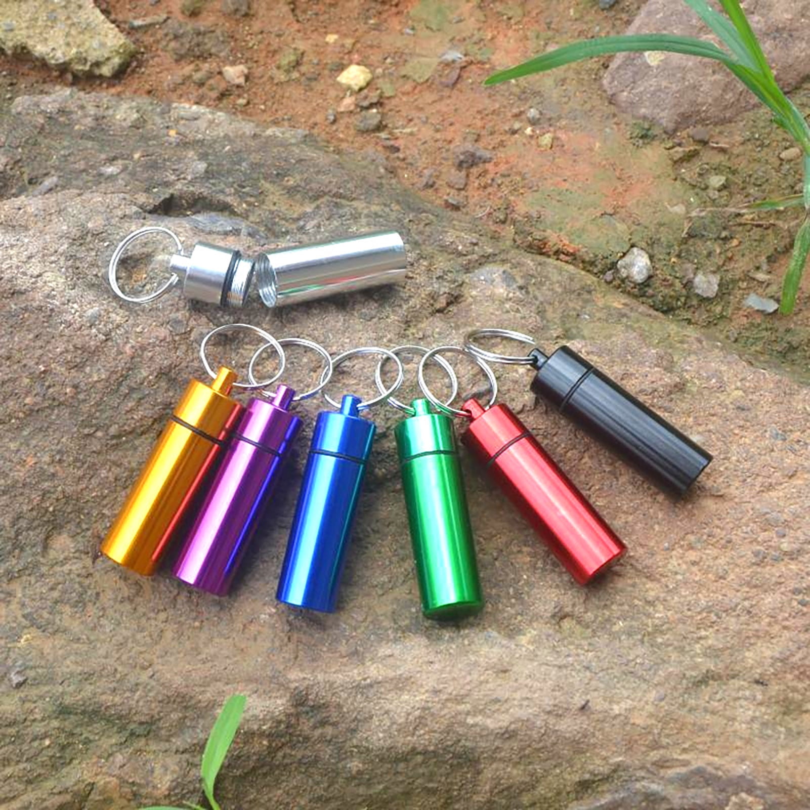 Lweong Portable Sealed Jar Keychain Screw Lid Aluminum Alloy Waterproof ...