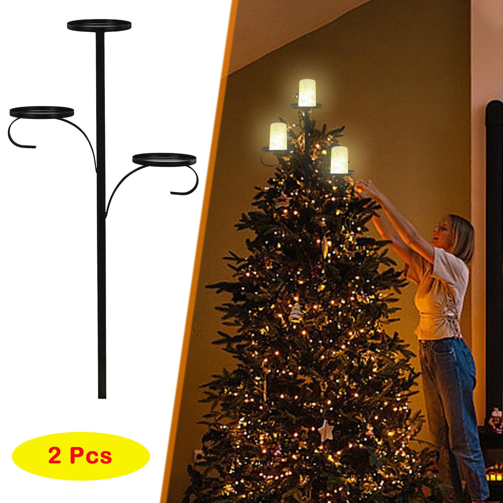 Lwlmwt 2Pcs Triple Tree Topper Shelf for Christmas Tree, Triple Tree ...