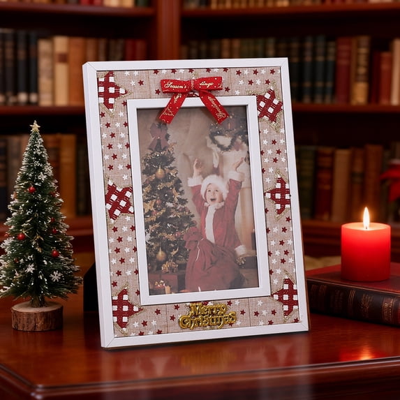Lwlmwt Christmas Picture Frame,6-inch Wooden Photo Frame,Christmas Home ...