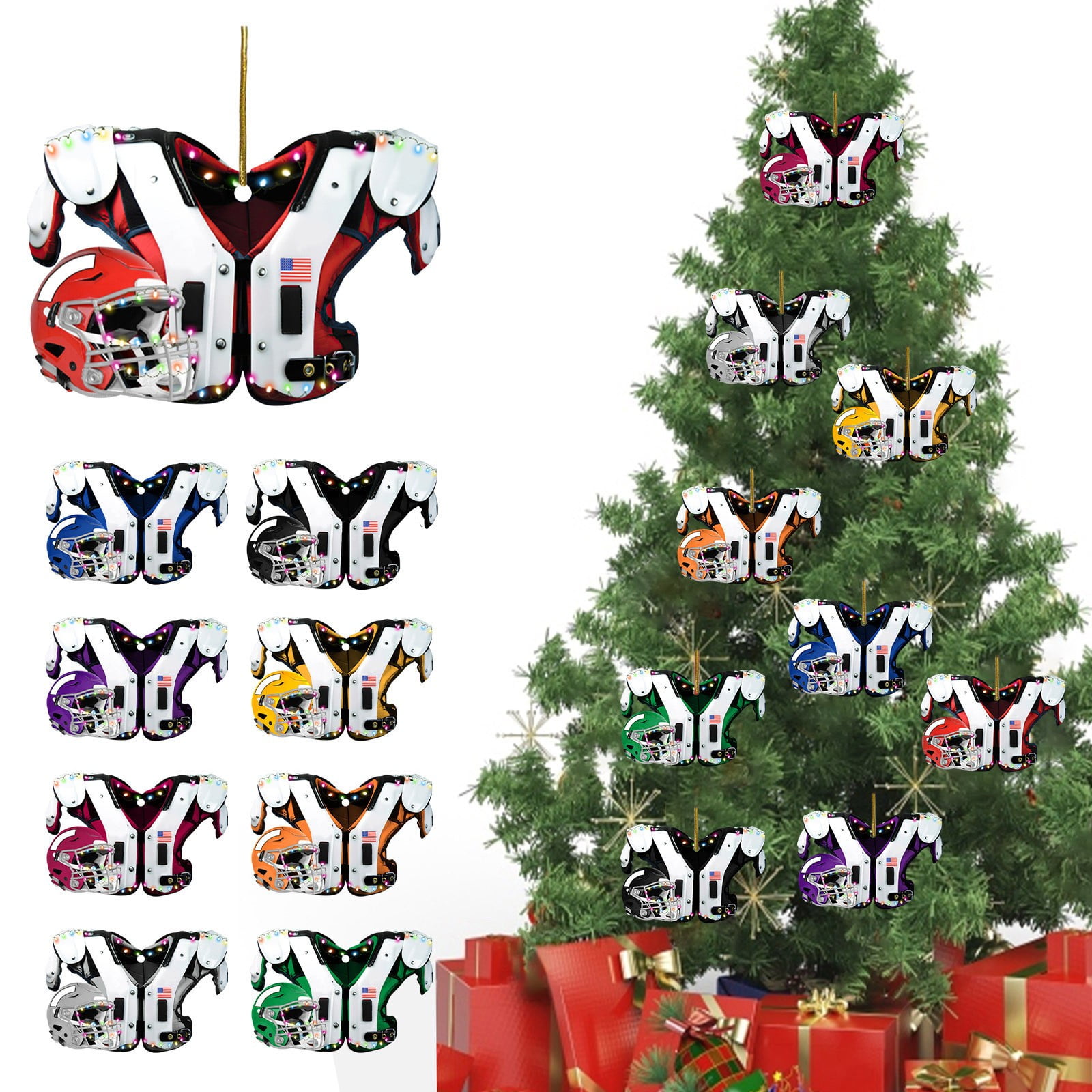 Lwlmwt Christmas Tree Decoration,American Shoulder Pads and Helmet Flat ...