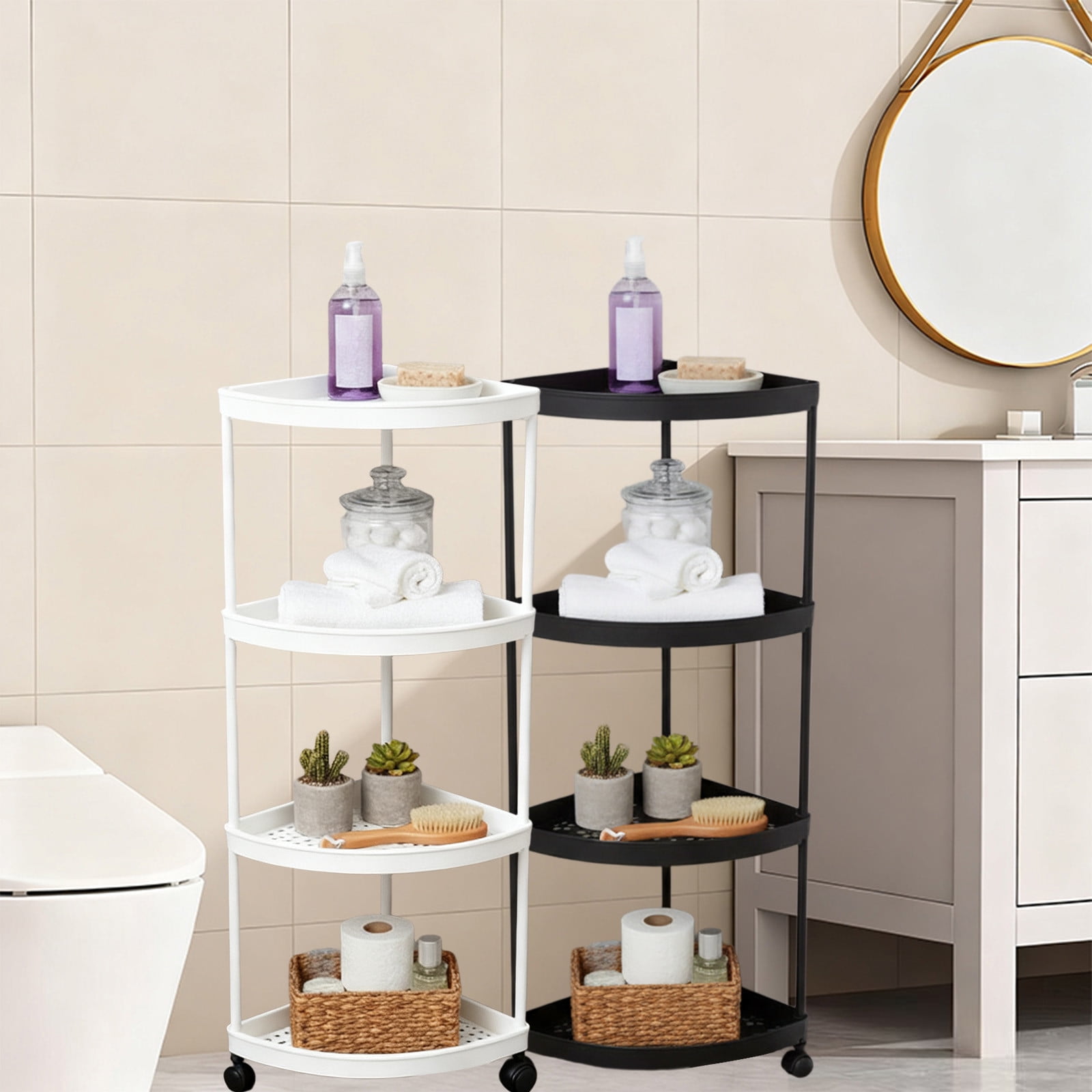 Lwlmwt Five-Tier Floor-Standing Storage Rack Triangular Corner Shelf ...