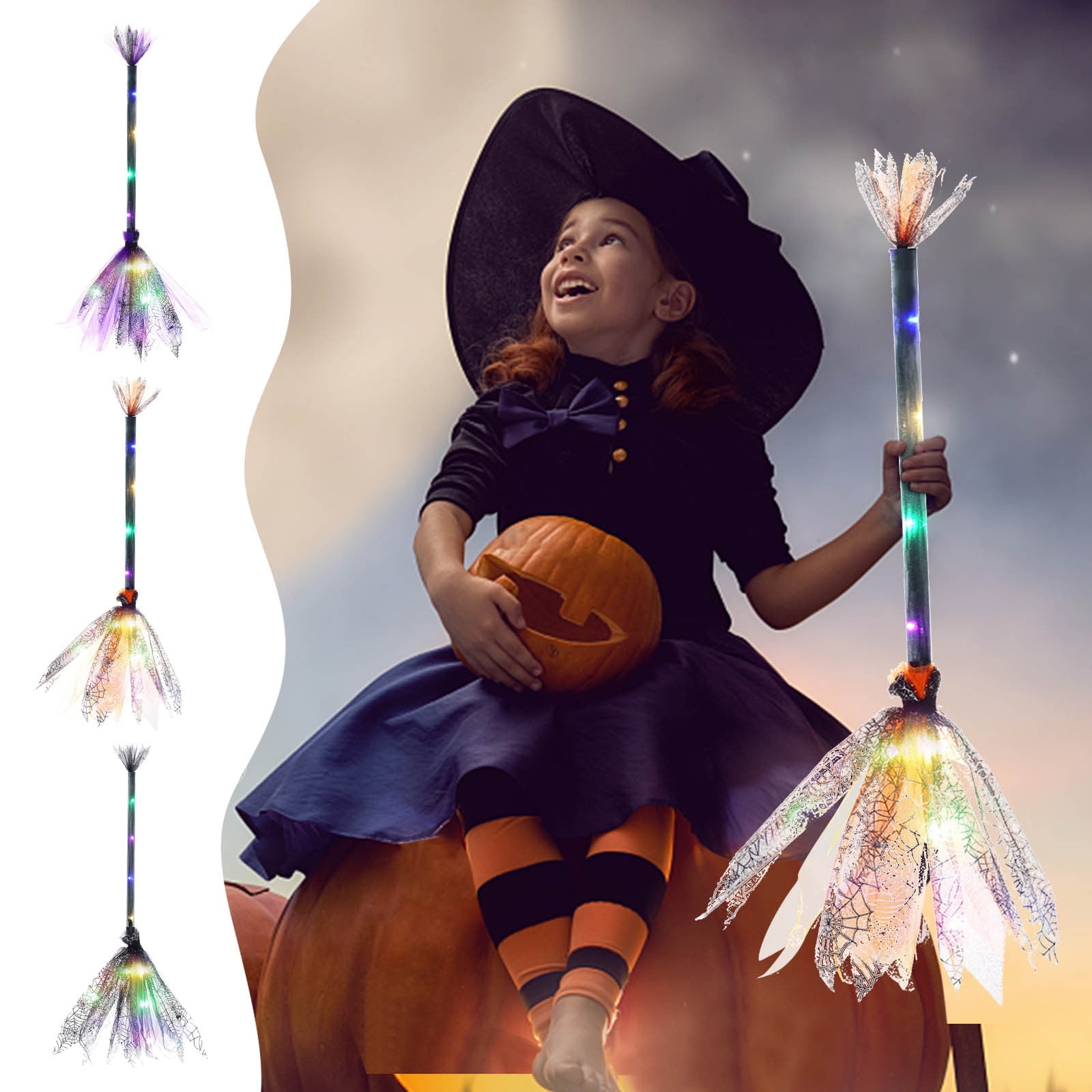 Lwlmwt Halloween Witch Broom,Witch LED Broom,Lighted Plastic Broomstick ...