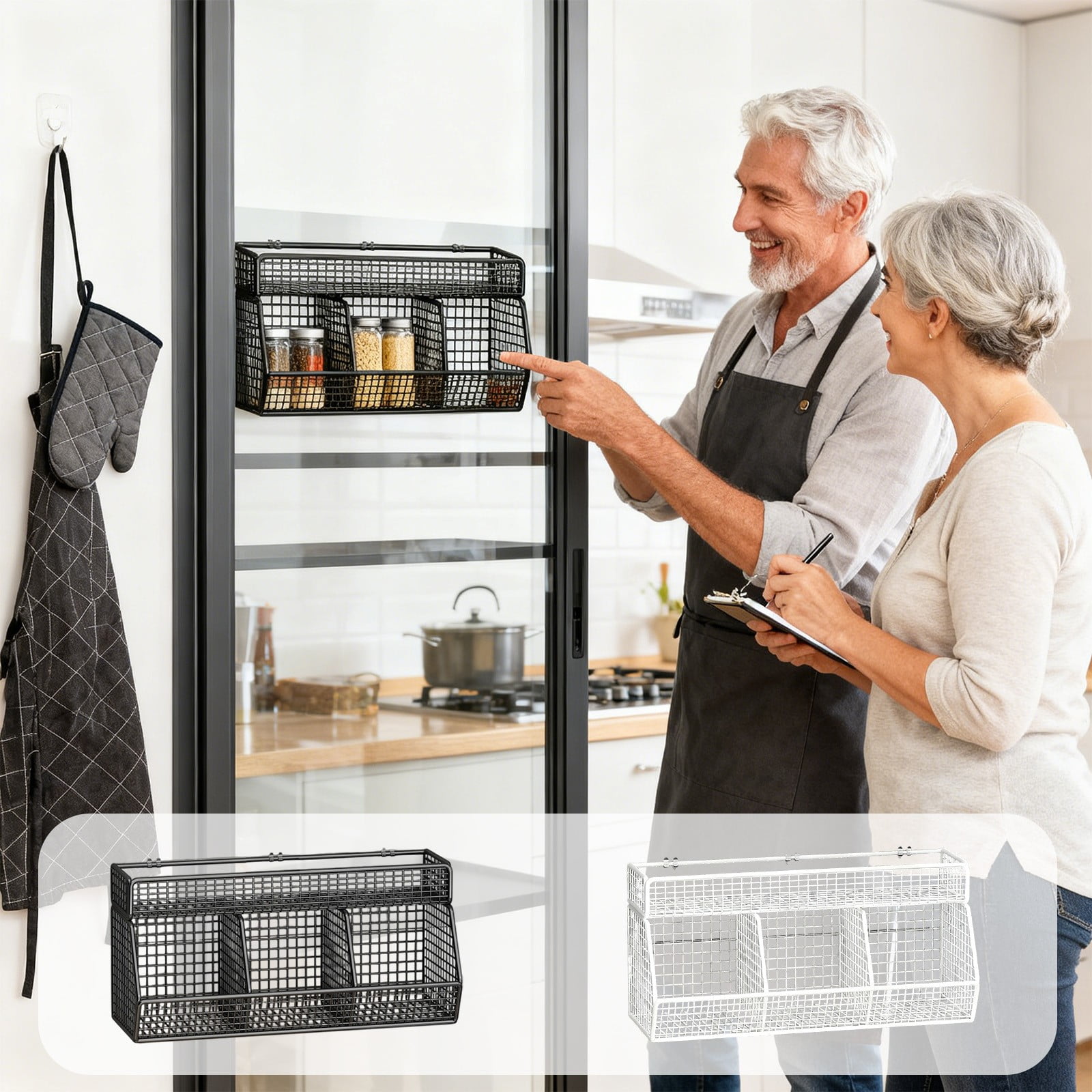 Lwlmwt Non-drilling Kitchen Storage Basket,Wall-mounted Organizing Rack ...