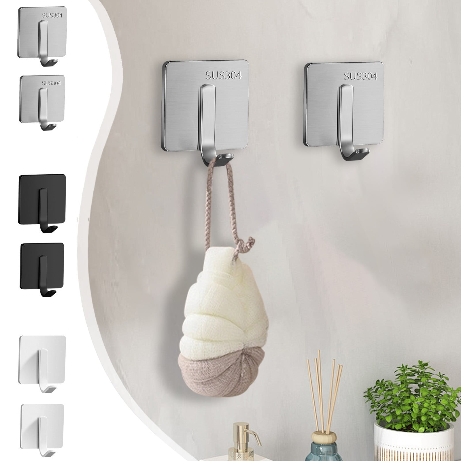 Lwlmwt Stainless Steel Wall Hooks,Wall-Mounted Single Hook with No ...