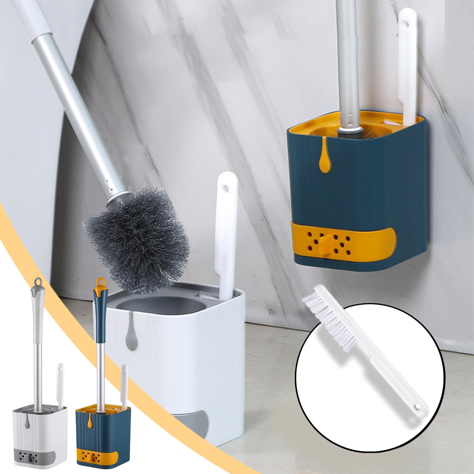 Lwlmwt Toilet Brush,Multifunctional Wall-Mountable Dual-Bristle Toilet ...