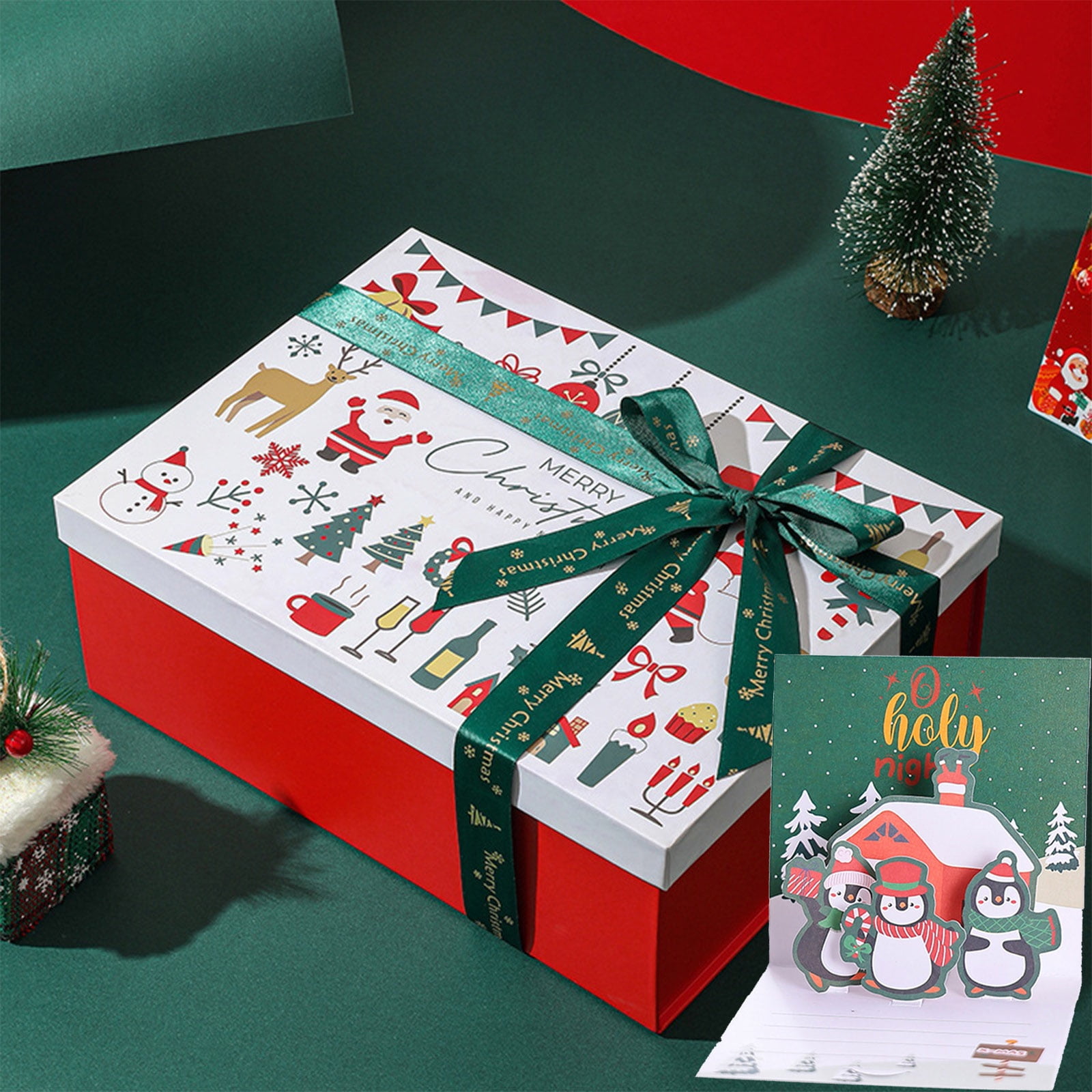 Lwlmwt White Christmas Gift Boxes with Lids and Greeting Card, Large ...