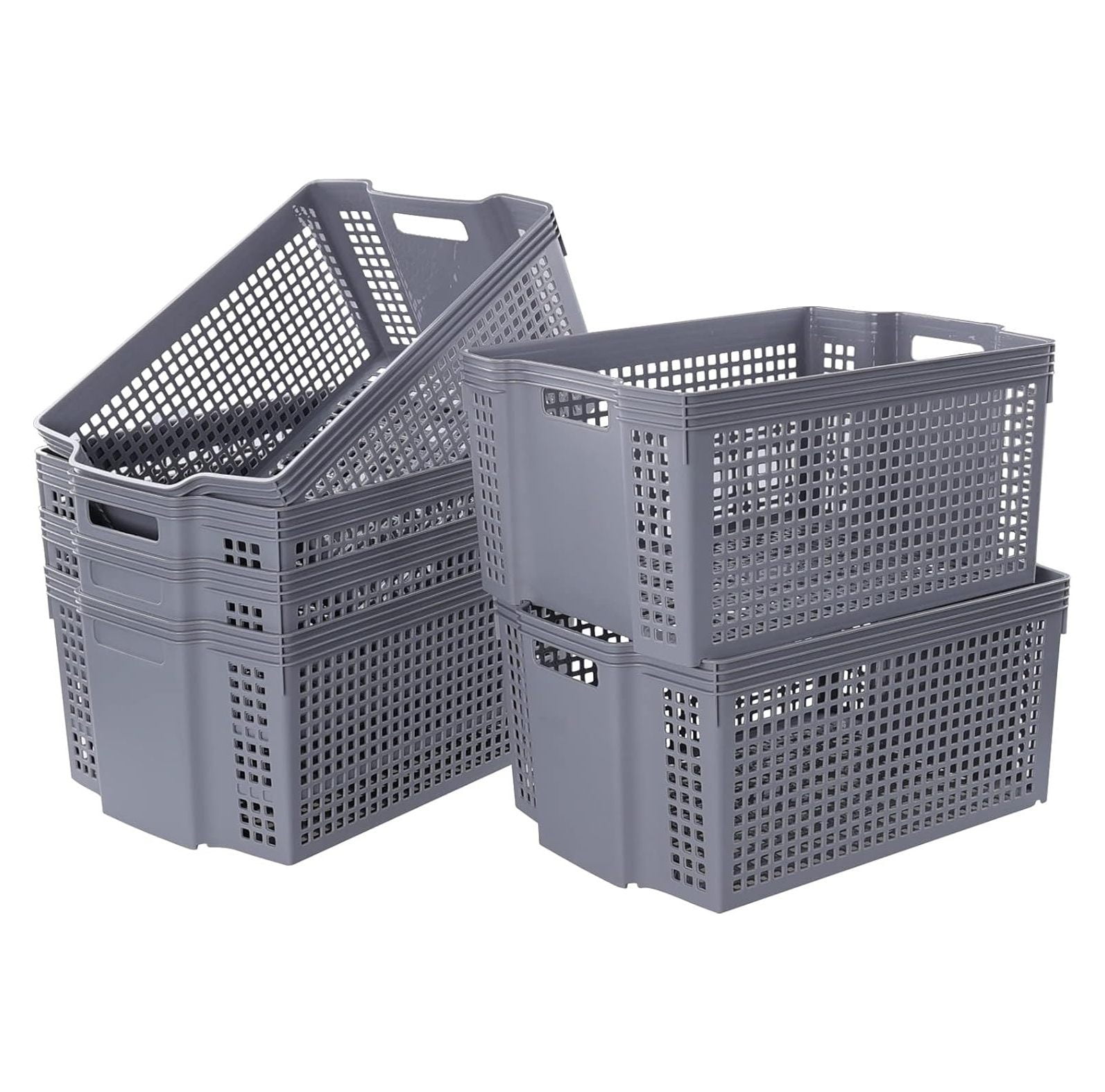 Lwory 18L Large Plastic Stackable Baskets, Stacking Plastic Storage ...