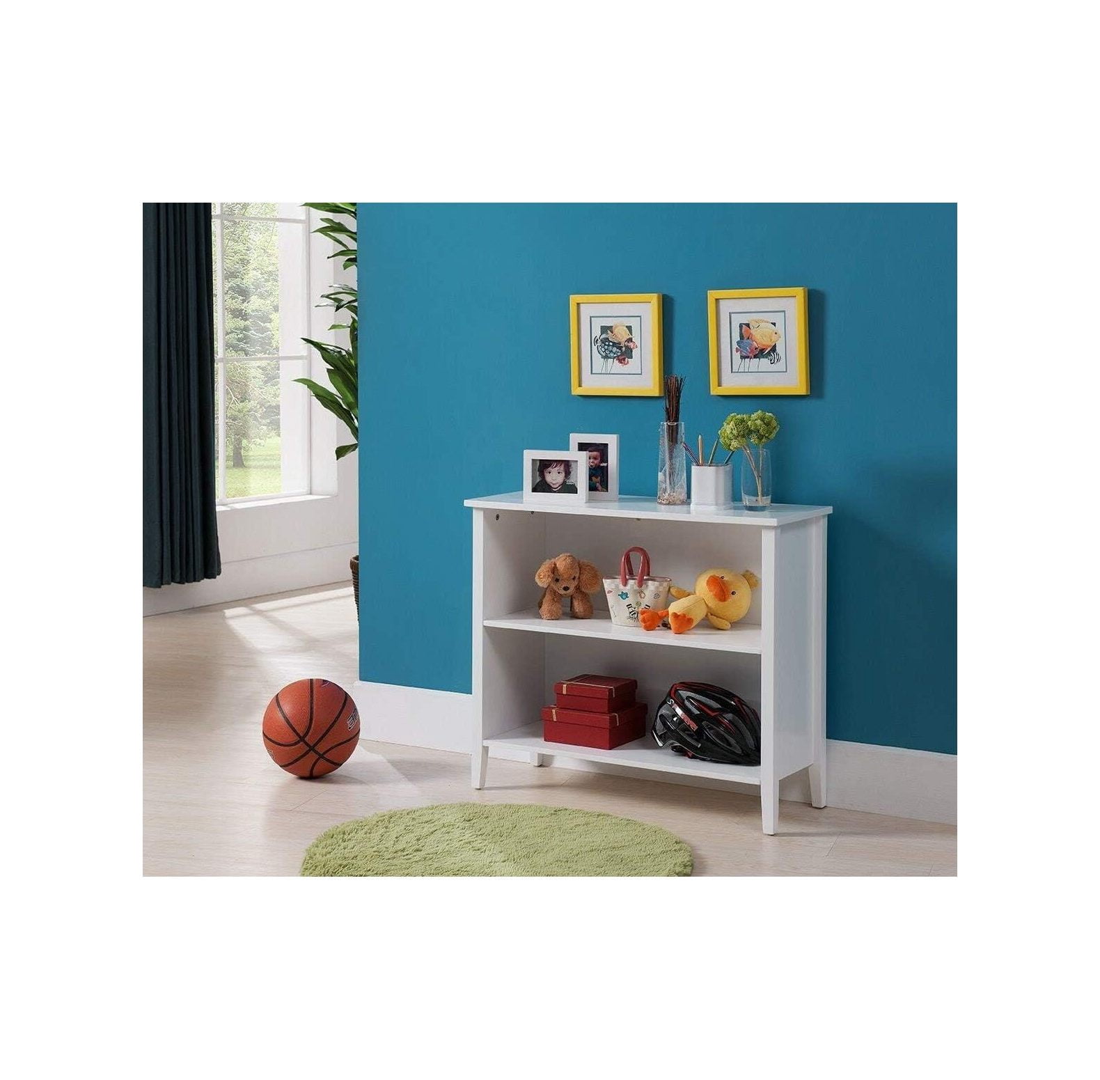 Lwory 2-Shelf Bookcase, White Finish, 32 x 12 x 27.25 Inches, Storage ...