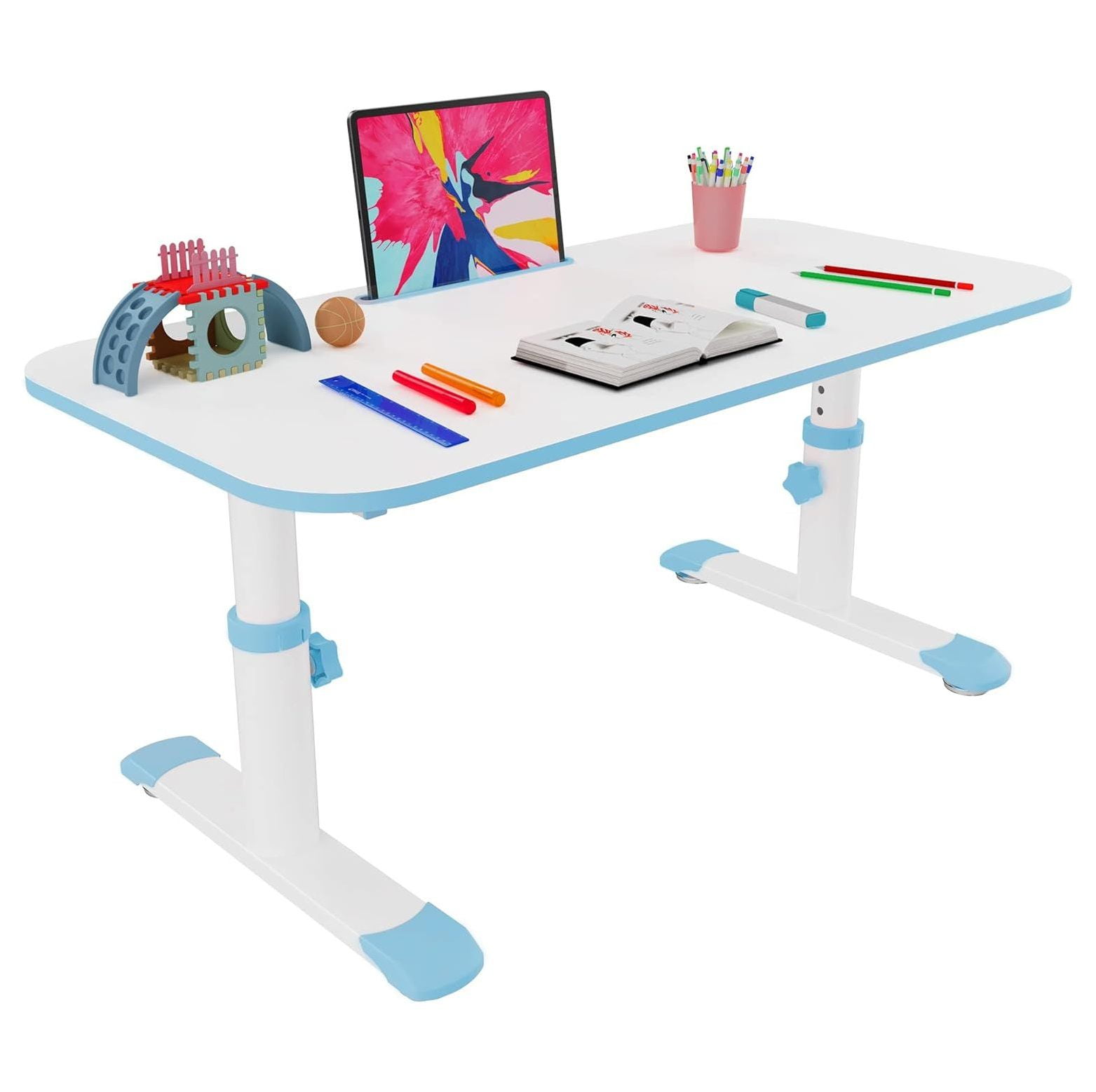 Lwory 39in Kids Table, 6-Level Adjustable Children Study Desk ...