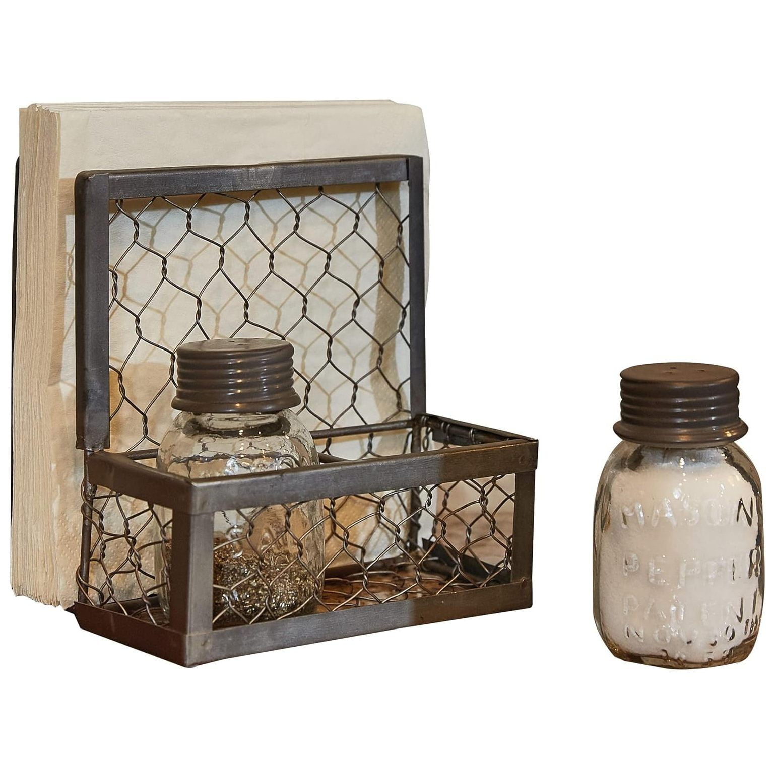 Lwory Chicken Wire Salt and Pepper Shakers Plus Napkin Holder - Walmart.com