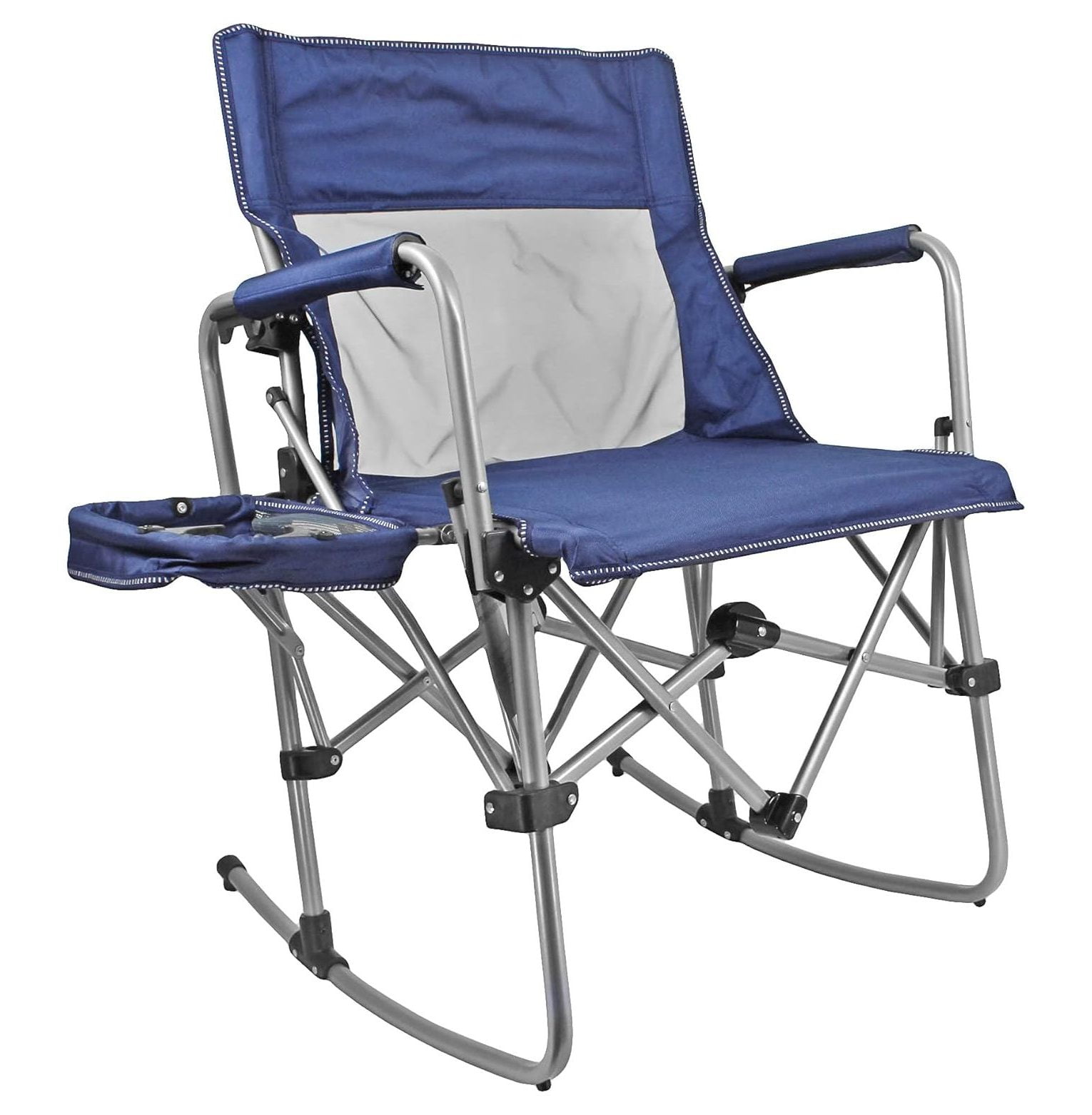 Lwory Navy/Grey Outdoor Rocking Director Folding Chair with Side Table ...