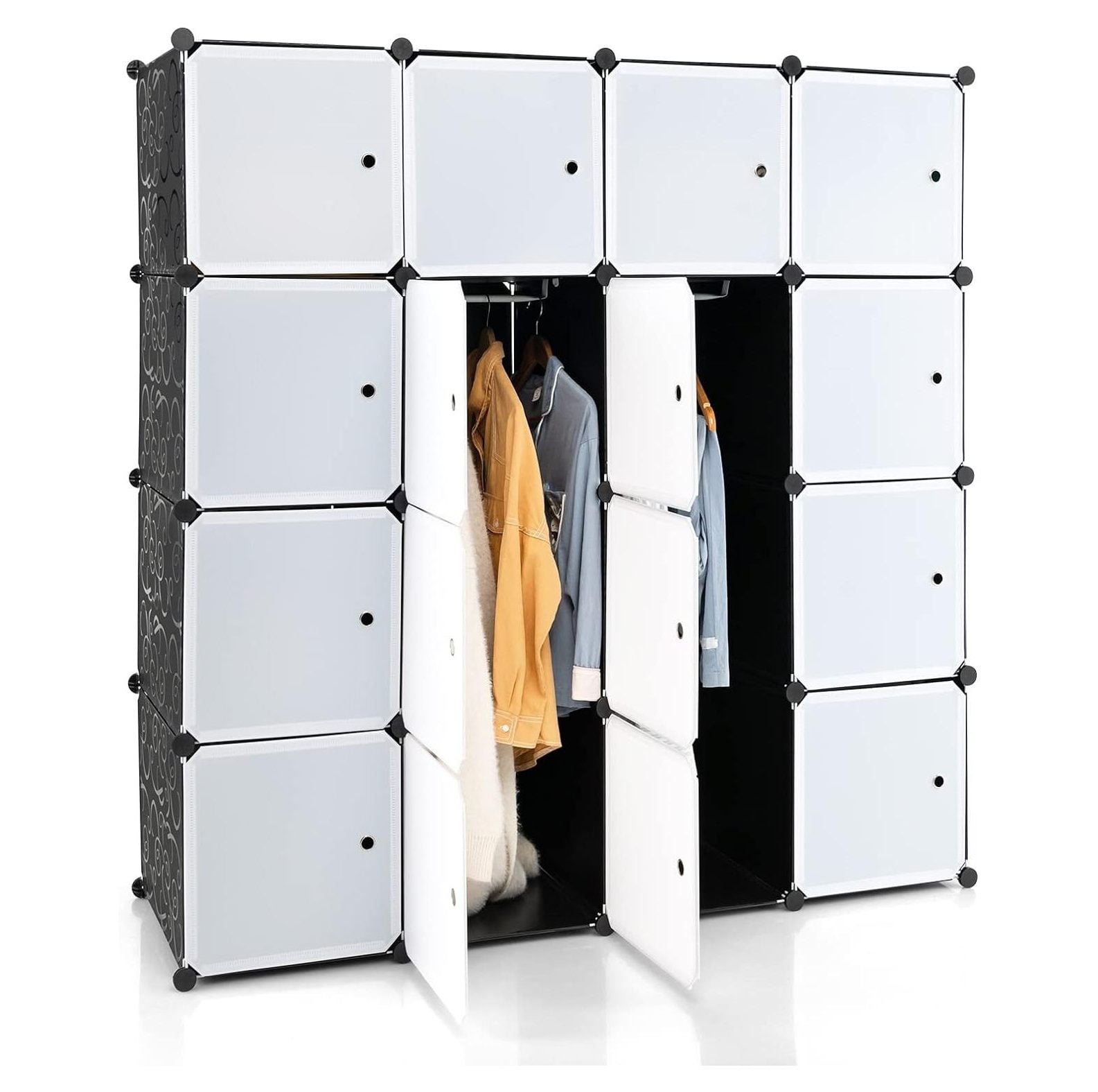 Lwory Portable Wardrobe Closet, 16-Cube Storage Organizer with 16 Doors ...