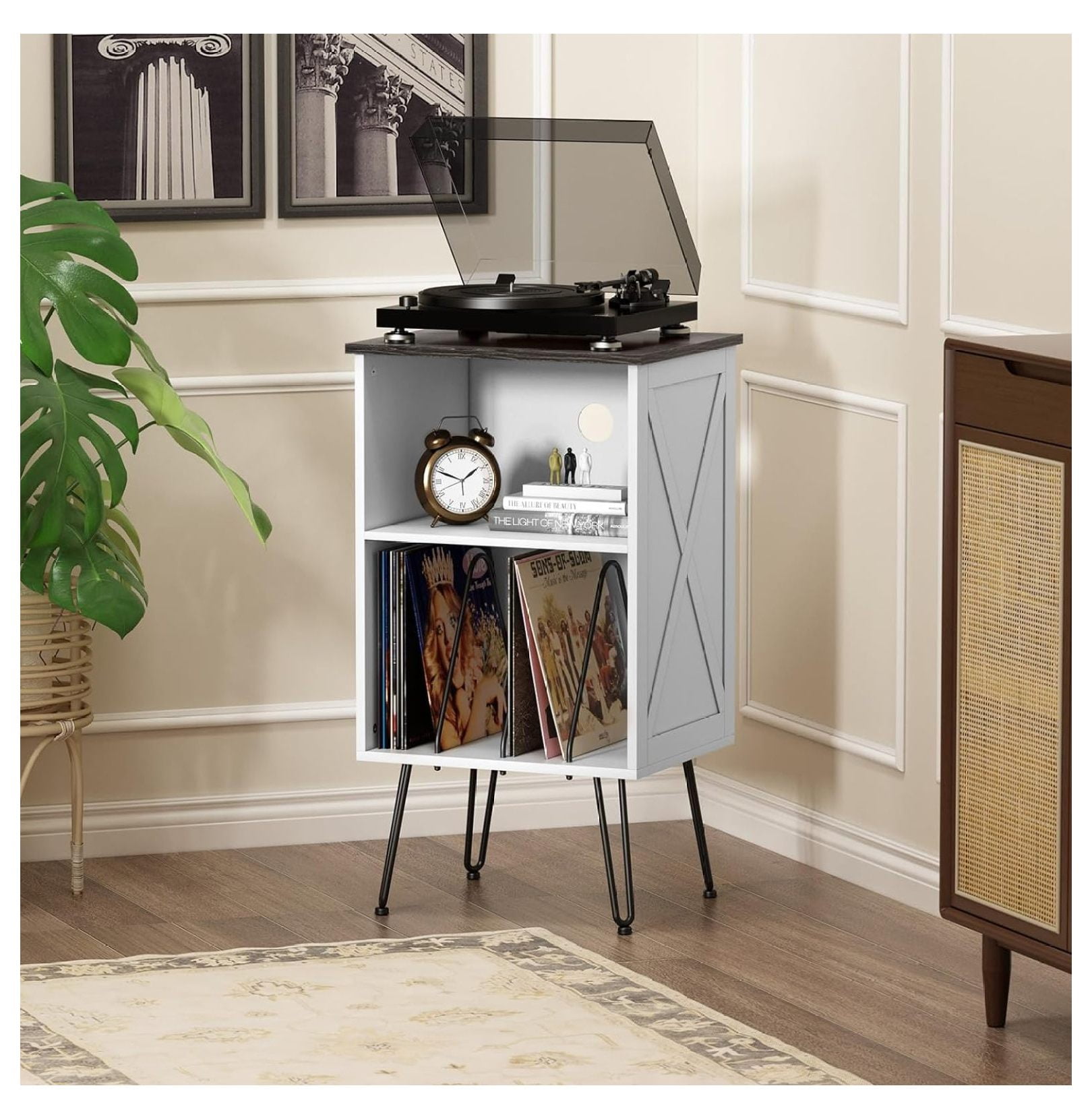 Lwory Record Player Stand with Vinyl Storage, Farmhouse Record Player ...