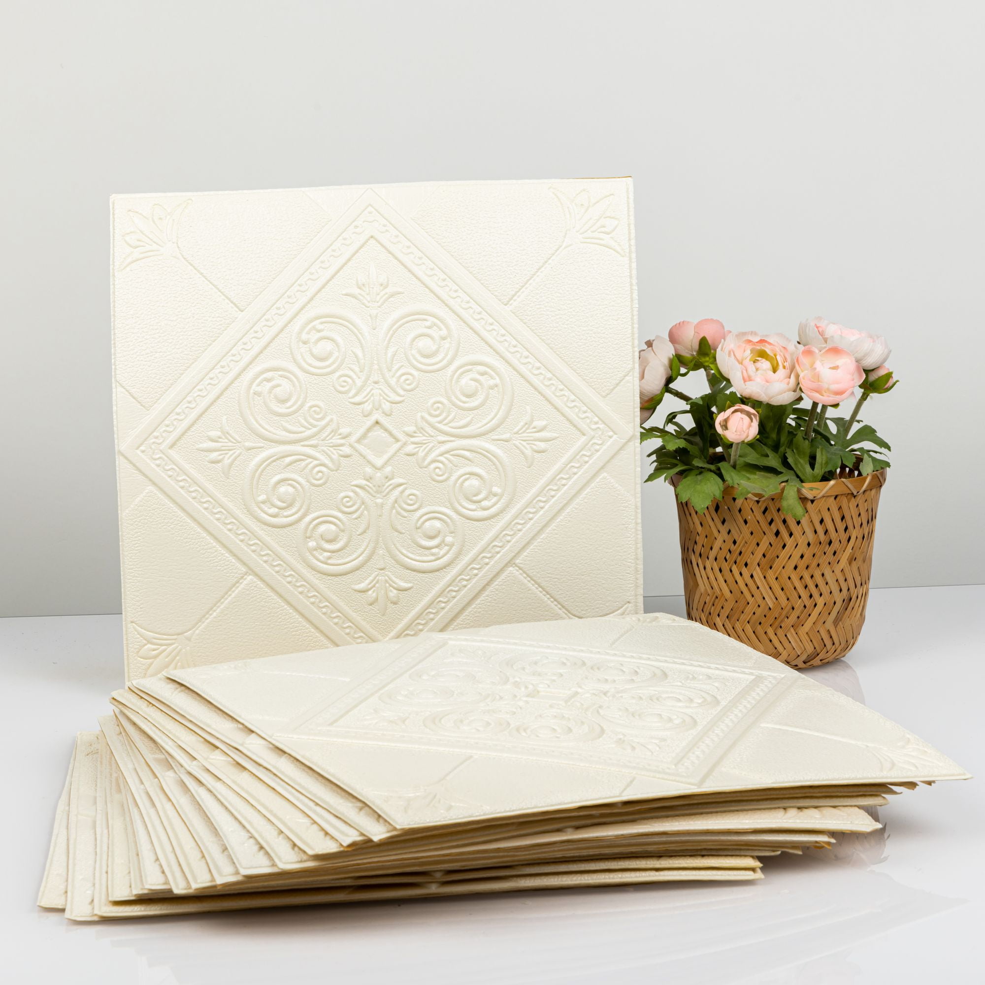 Lxcreat Ceiling Tiles 16 Pack 13.8 x 13.8 inch Glue-up Ceiling Tiles ...