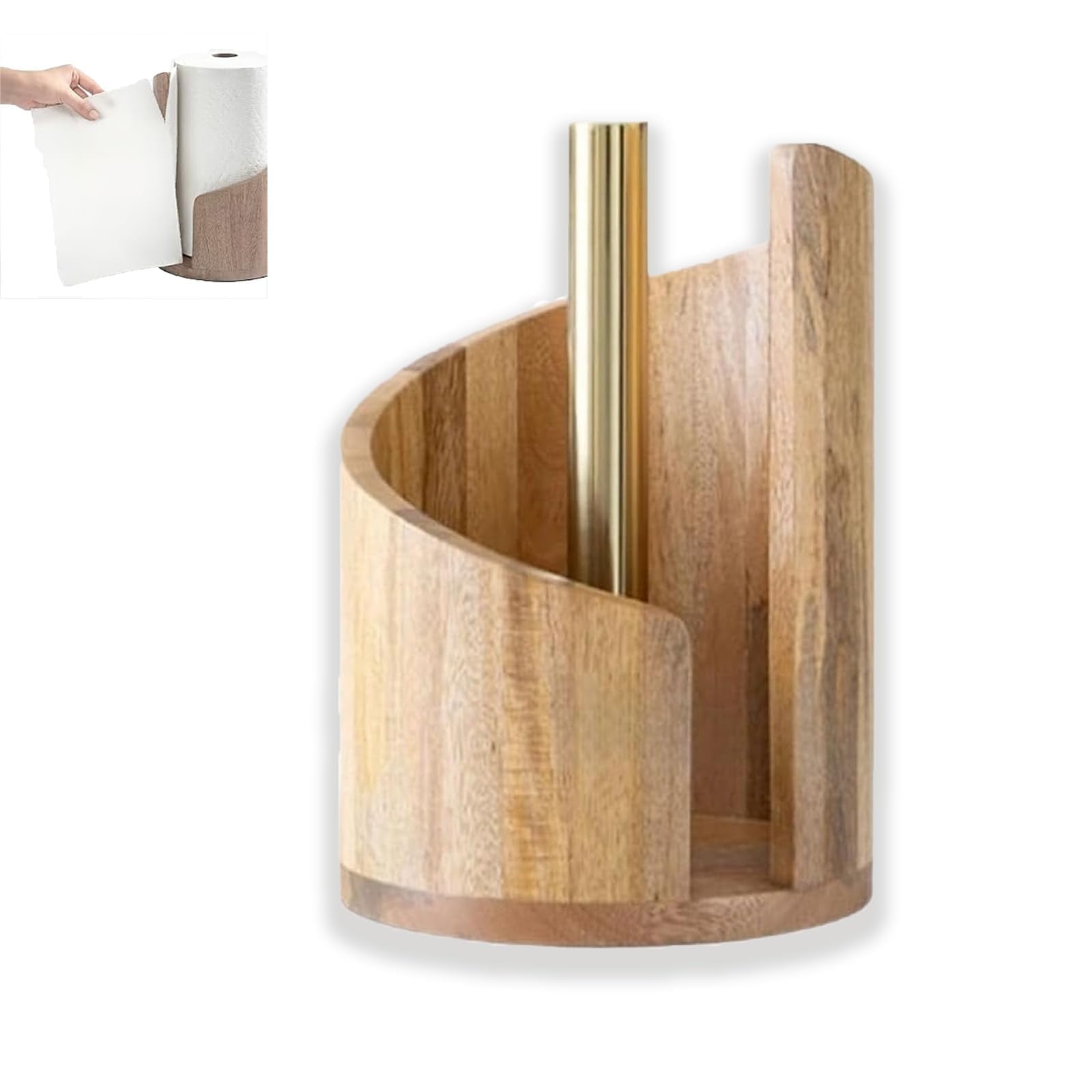 Lxcreat Mountain Paper Towel Holder Countertop with Mango Wood Round ...