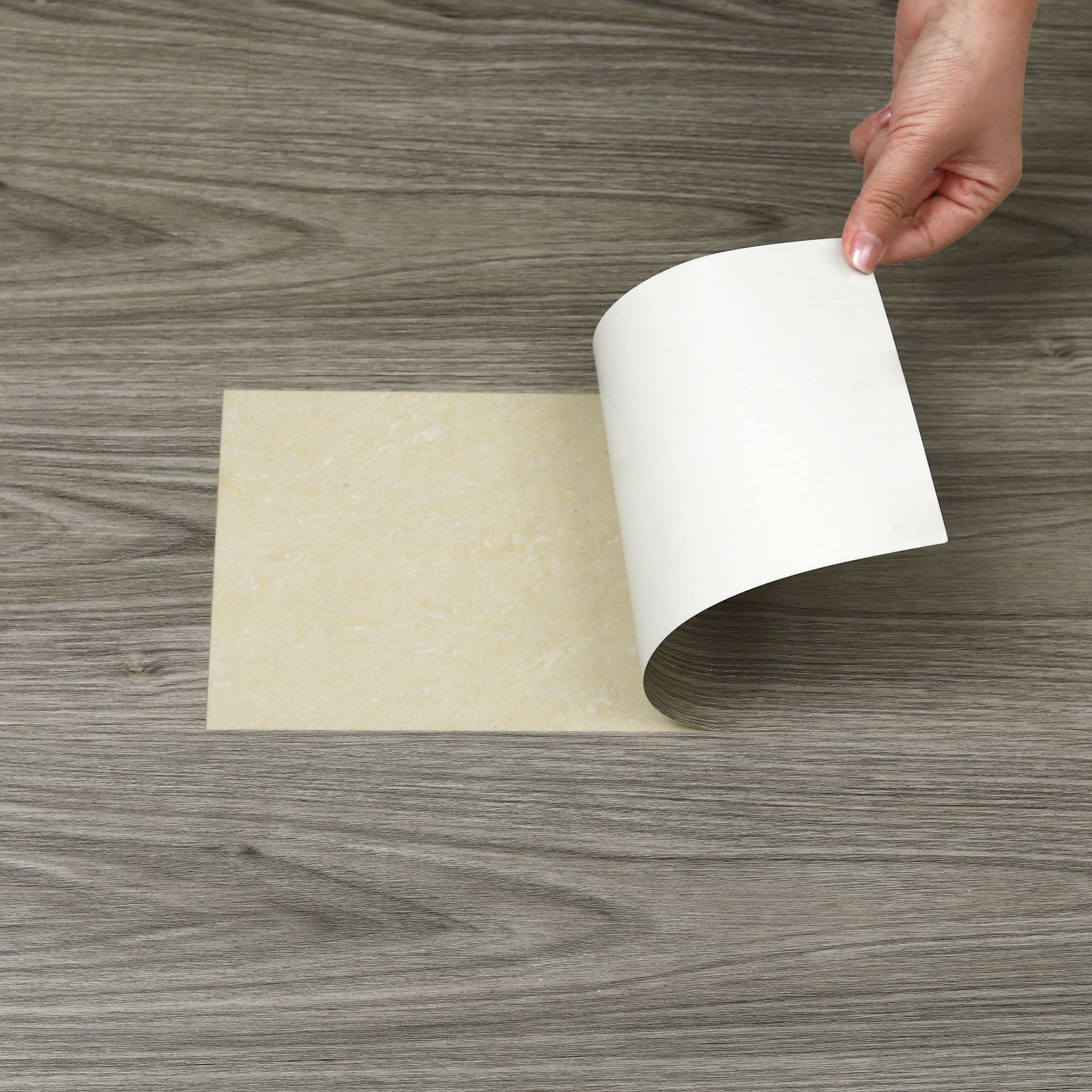 Lxcreat Peel and Stick Floor Tile, 35in x 6in, 10Pcs Grey Wood Grain ...