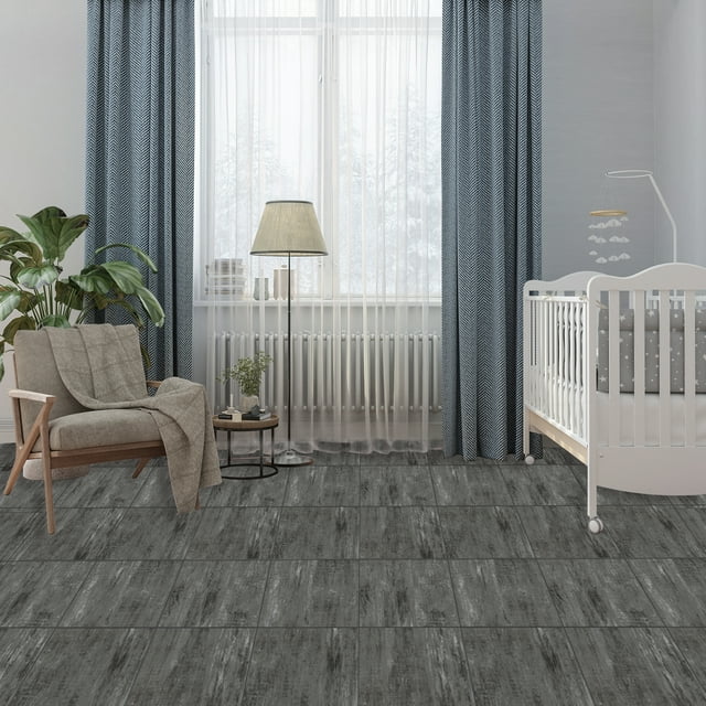 Lxcreat Peel and Stick Floor Tile Grey Wood Vinyl Flooring, Peel and ...