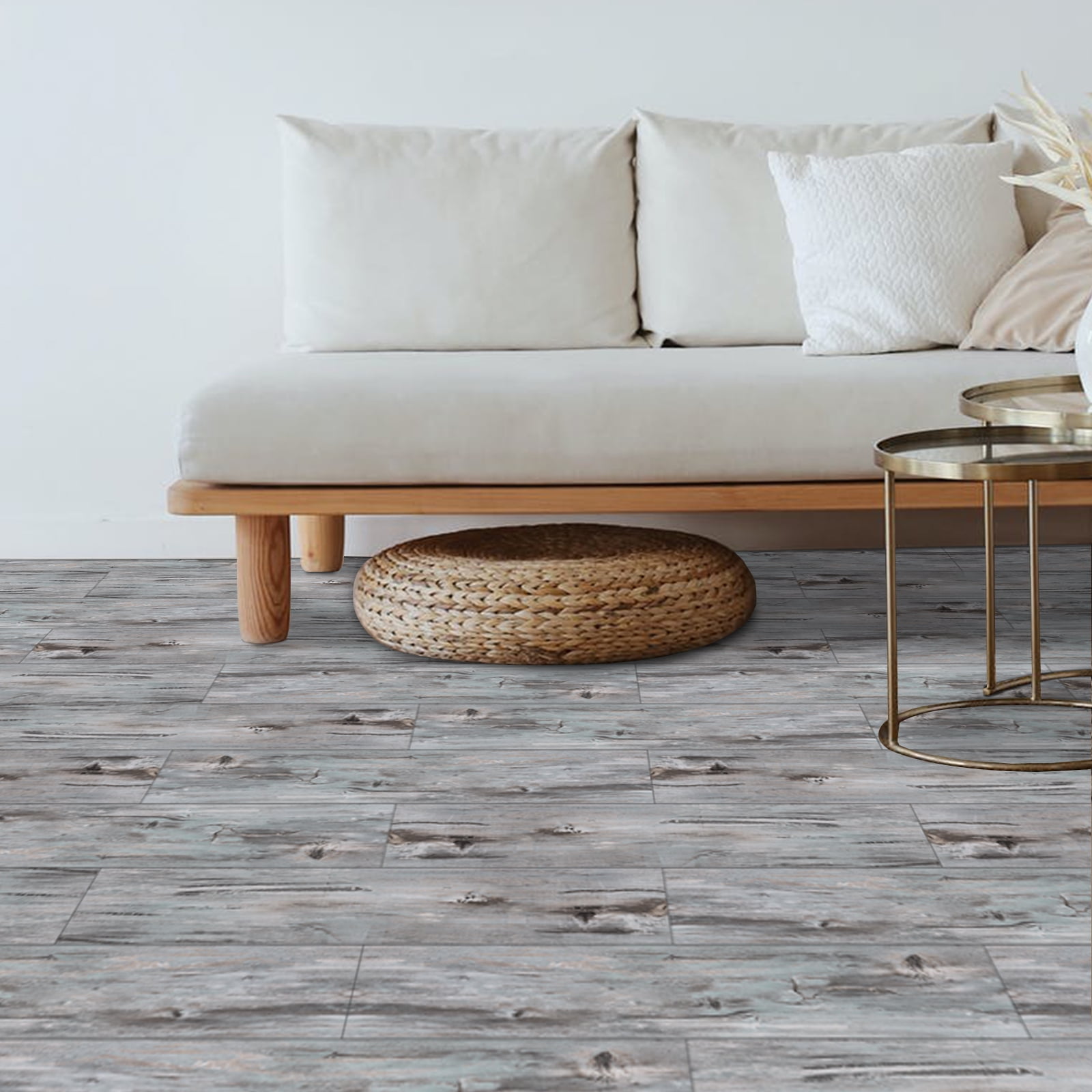 Lxcreat Peel and Stick Floor Tile 35in x 6in 10Pcs Self Adhesive Vinyl ...