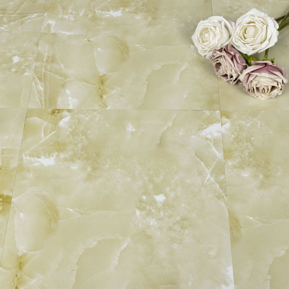 Lxcreat Vinyl Flooring Peel and Stick Floor Tile Yellow Marble ...