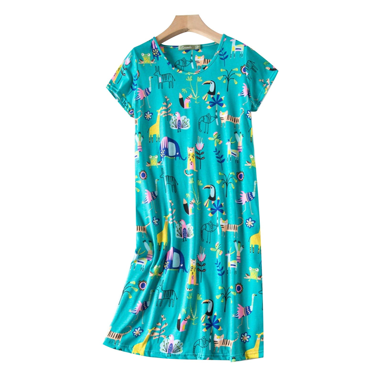 Lxkfashion Under $10 Womens Nightgown Short Sleeve House Dress Print ...