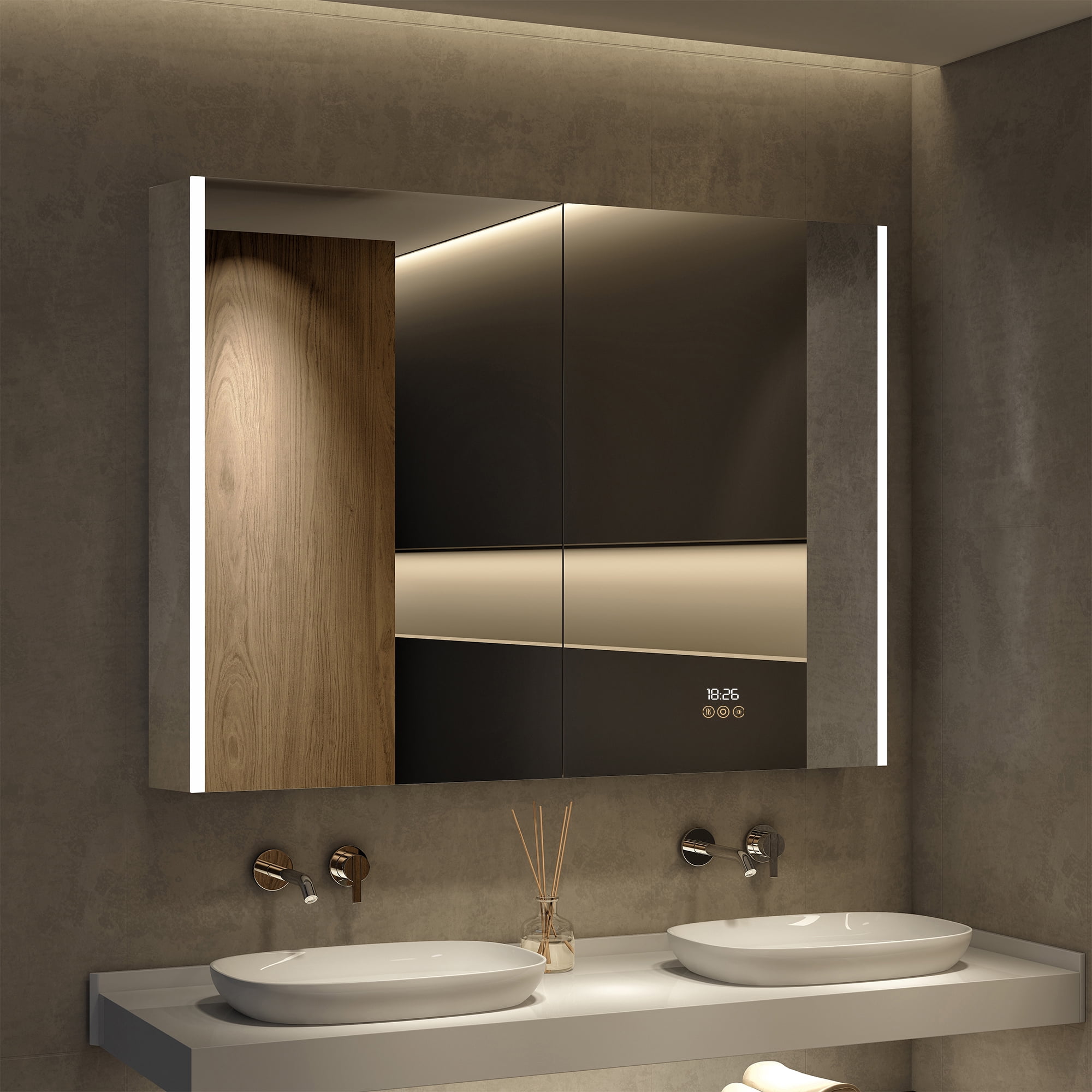 Lxmons 48''x36'' Aluminum Bathroom Cabinets Wall Mounted With Led ...