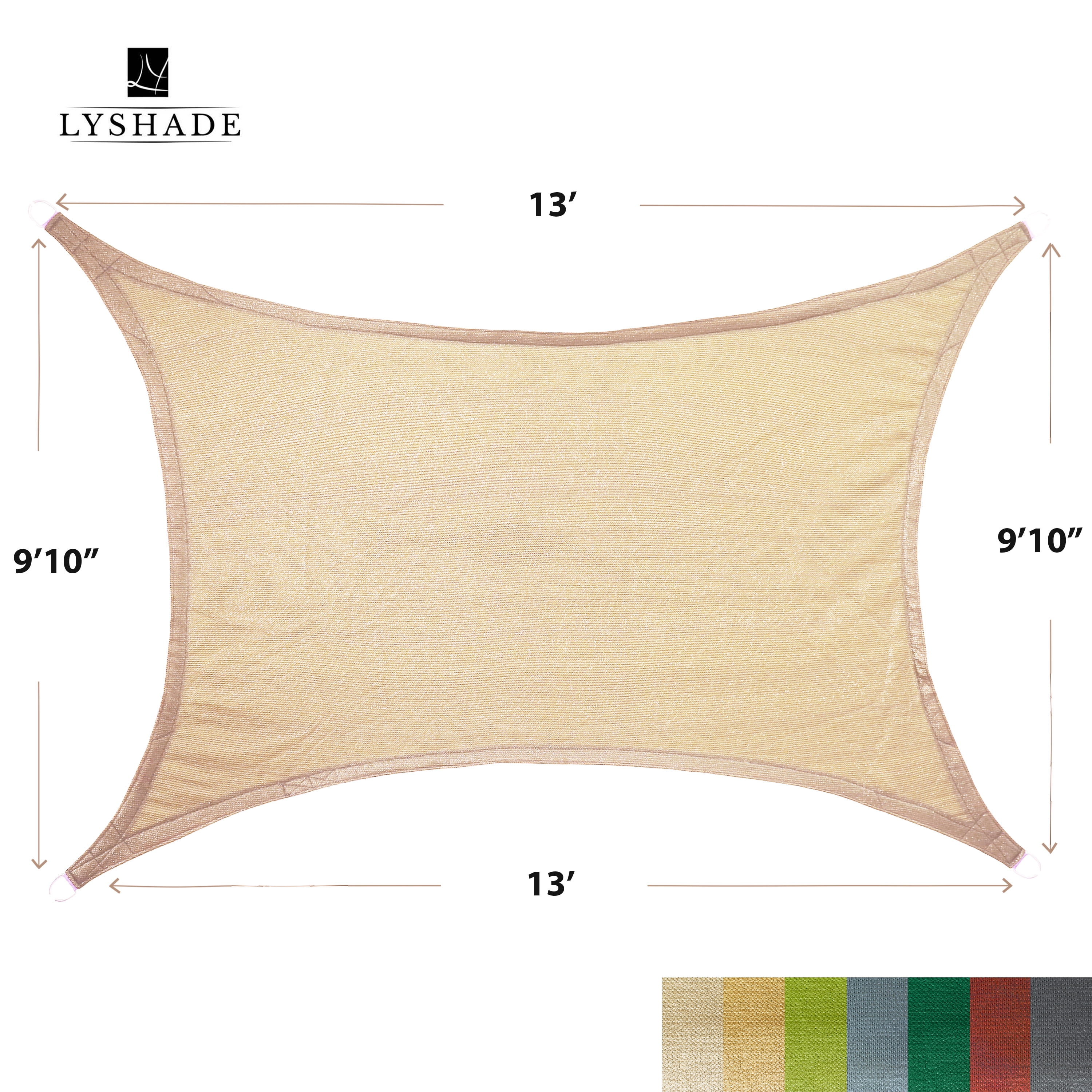 LyShade 13' x 9'10" Rectangle Sun Shade Sail Canopy - UV Block for ...