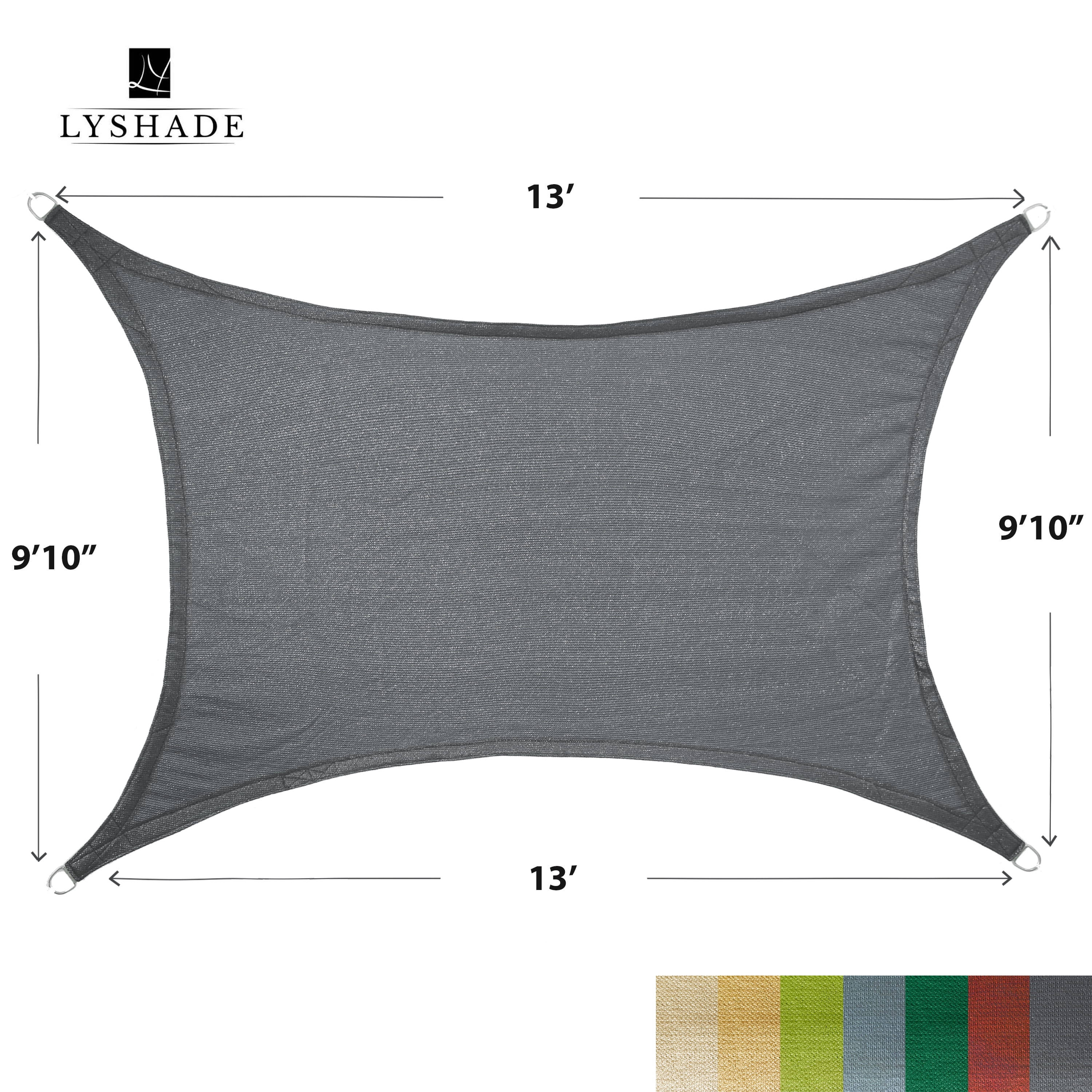 LyShade 13' x 9'10" Rectangle Sun Shade Sail Canopy - UV Block for ...