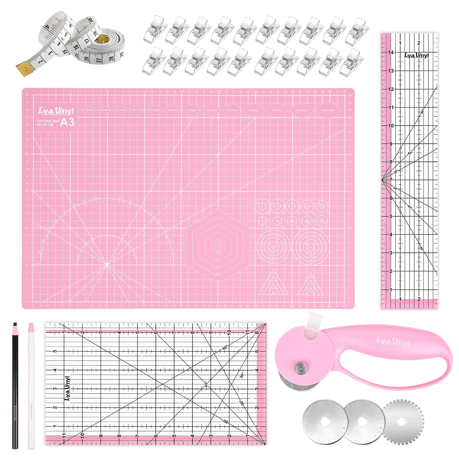 Lya Vinyl Rotary Cutter Set- 45mm Fabric Cutters Set with A3 Self ...