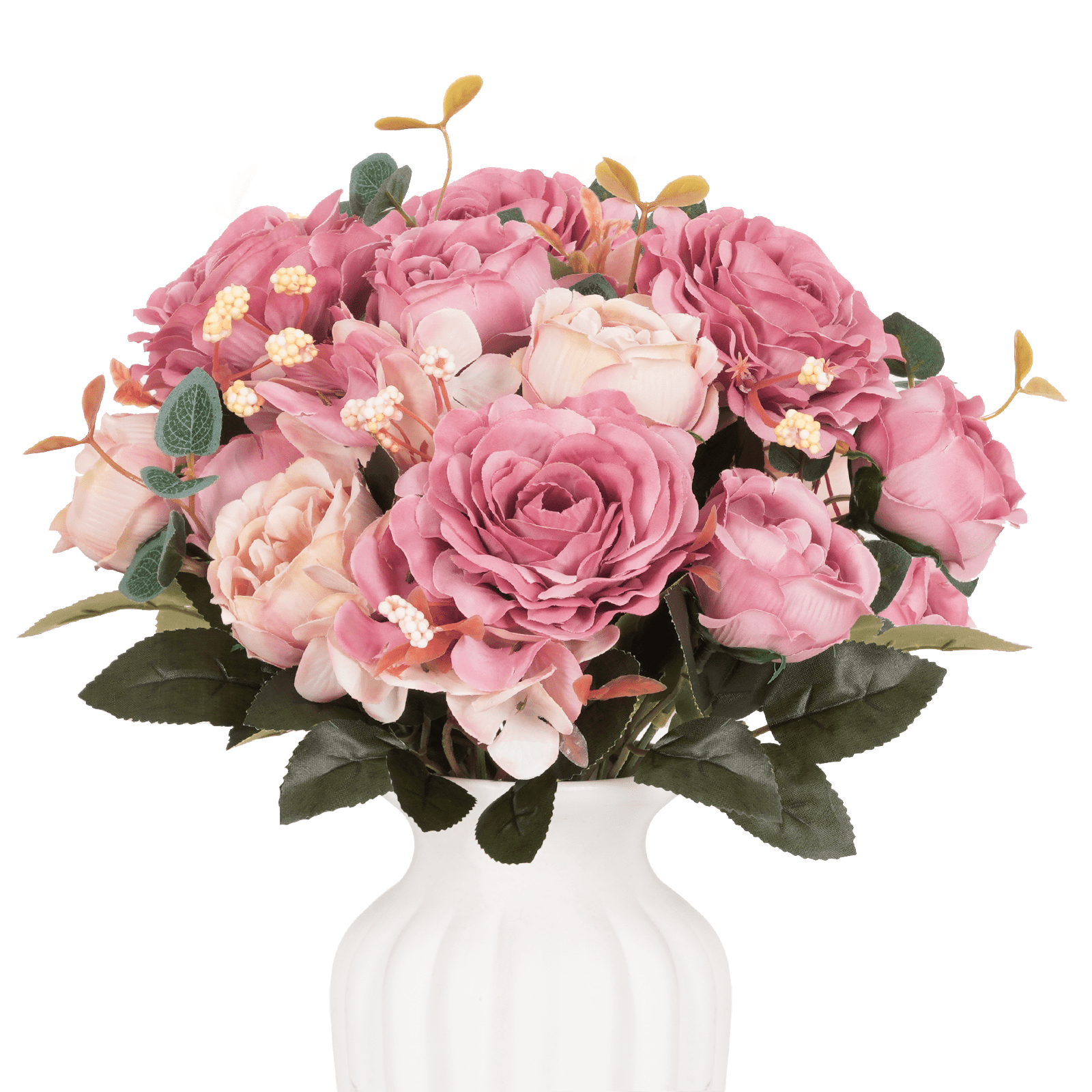 Lyacmy 11.42 inch 3Pcs Pink Artificial Flowers for Outdoors, Cemetery ...