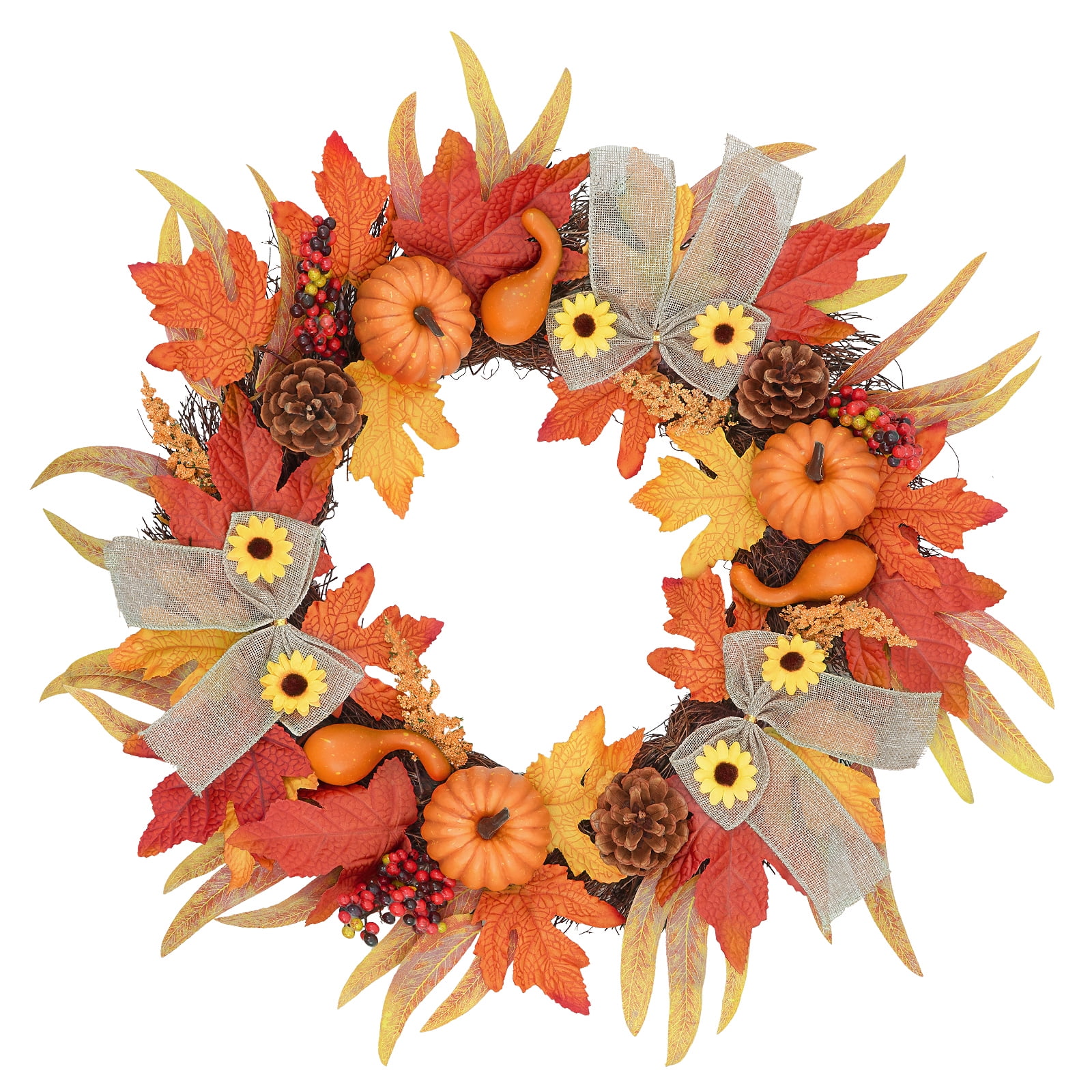 Lyacmy 18 Inch Pumpkin Fall Wreaths for Front Door Fall Decorations for ...