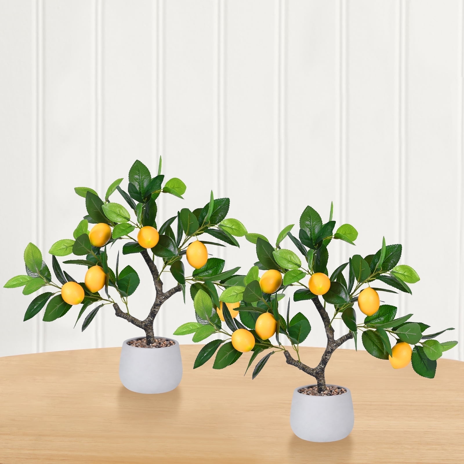 Lyacmy 17.7'' 2 Pack Lemons Tree Artificial Plants in Ceramic Pot ...