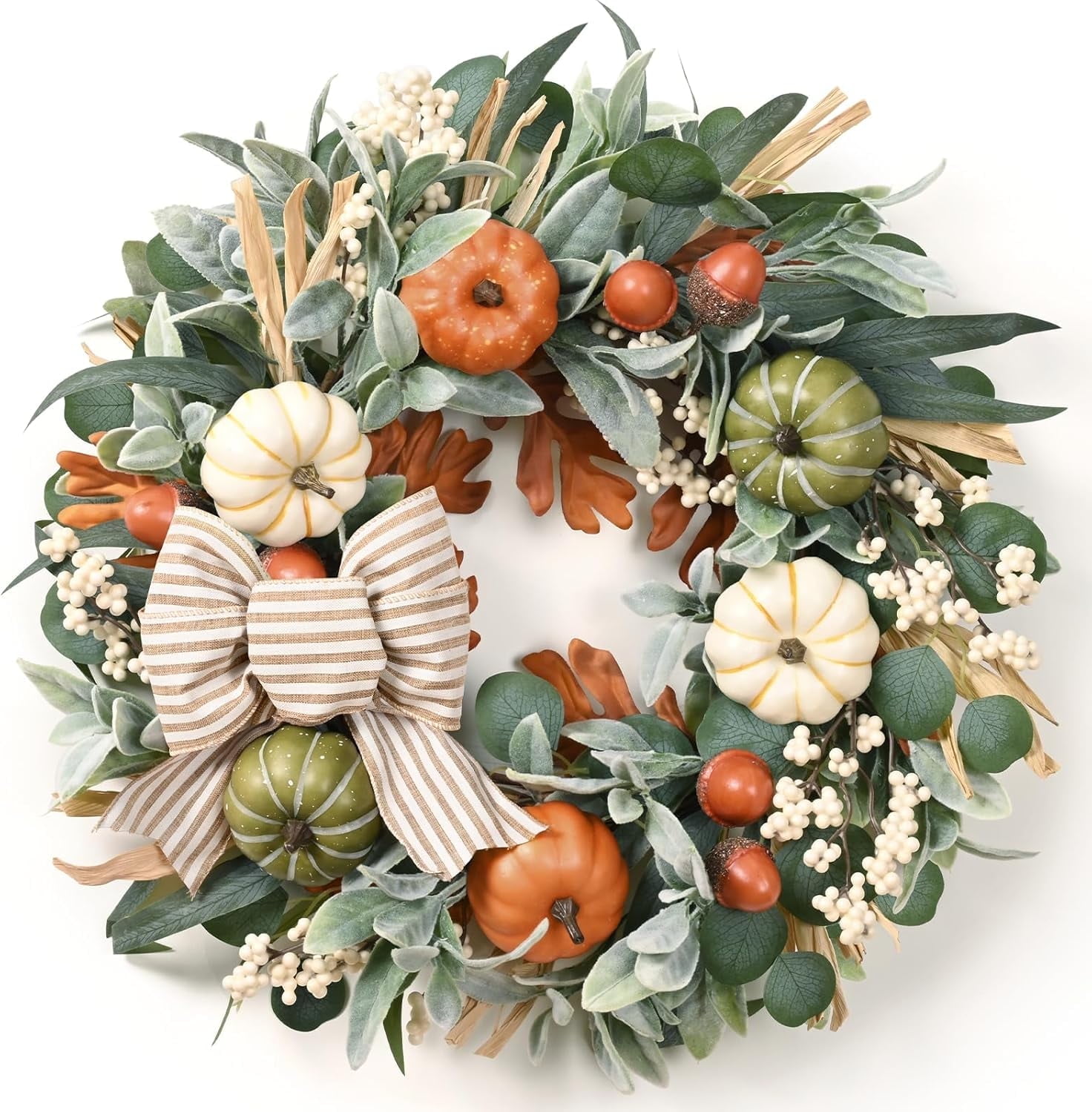 Lyacmy 22 Inch Fall Wreaths for Front Door, Farmhouse Autumn Wreath ...